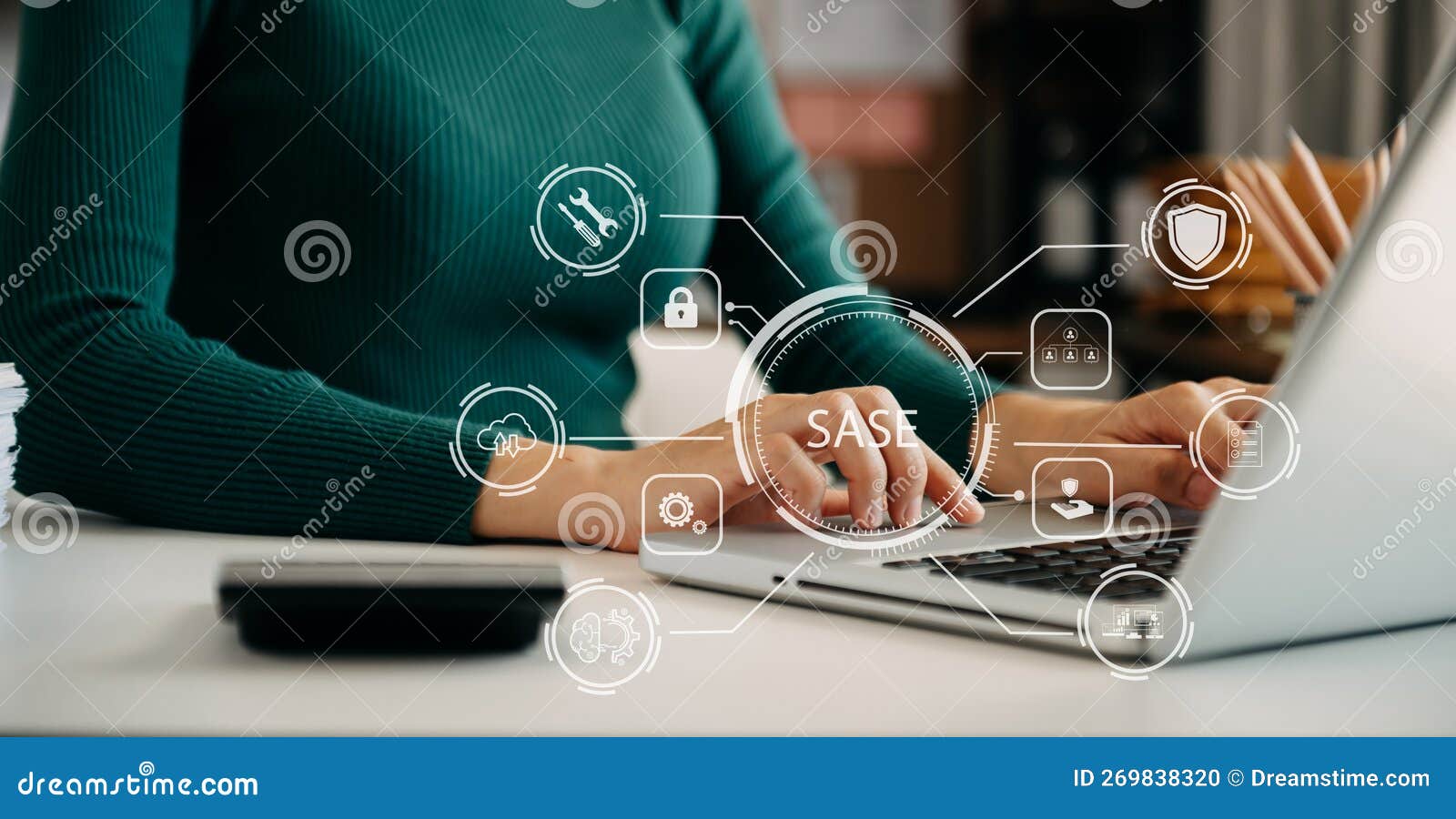 SASE Secure Access Service Edge Concept Hand Touching Secure Access ...