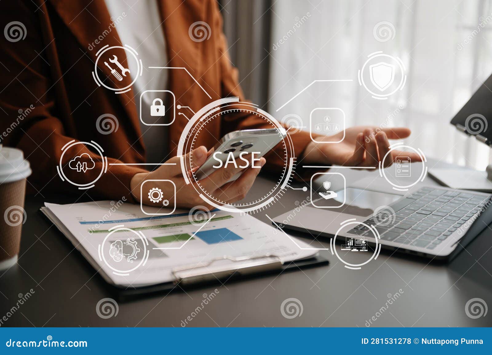 SASE Secure Access Service Edge Concept Hand Touching Secure Access ...