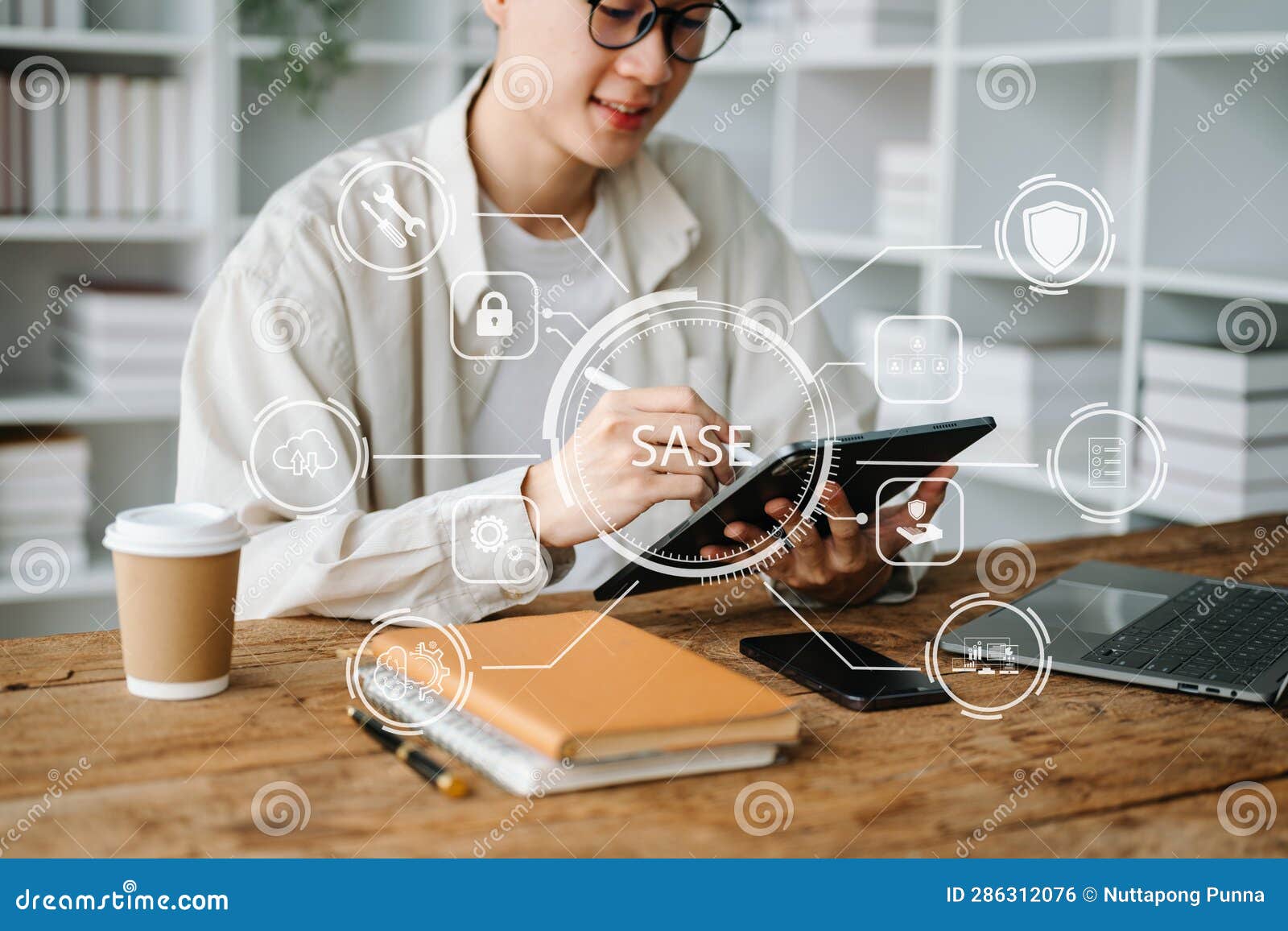 SASE Secure Access Service Edge Concept Hand Touching Secure Access ...