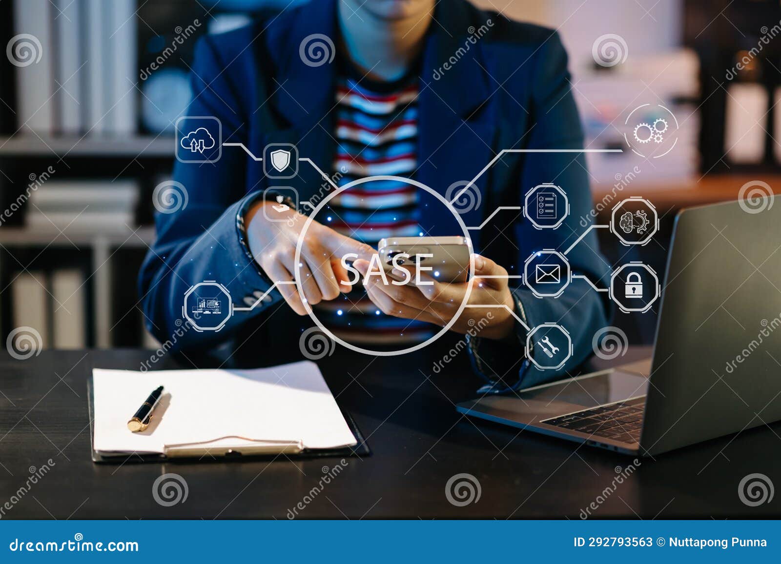 SASE Secure Access Service Edge Concept Hand Touching Secure Access ...