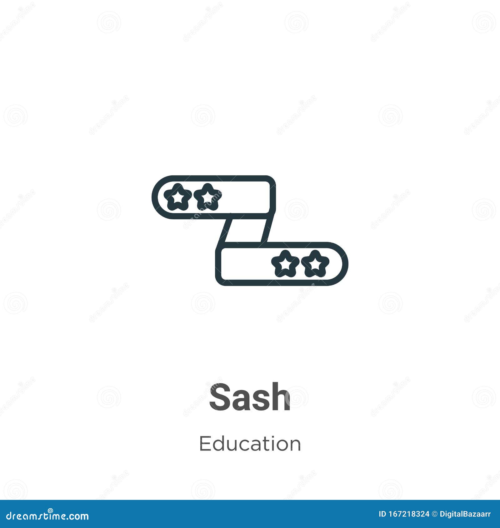 Sash Outline Vector Icon. Thin Line Black Sash Icon, Flat Vector Simple ...
