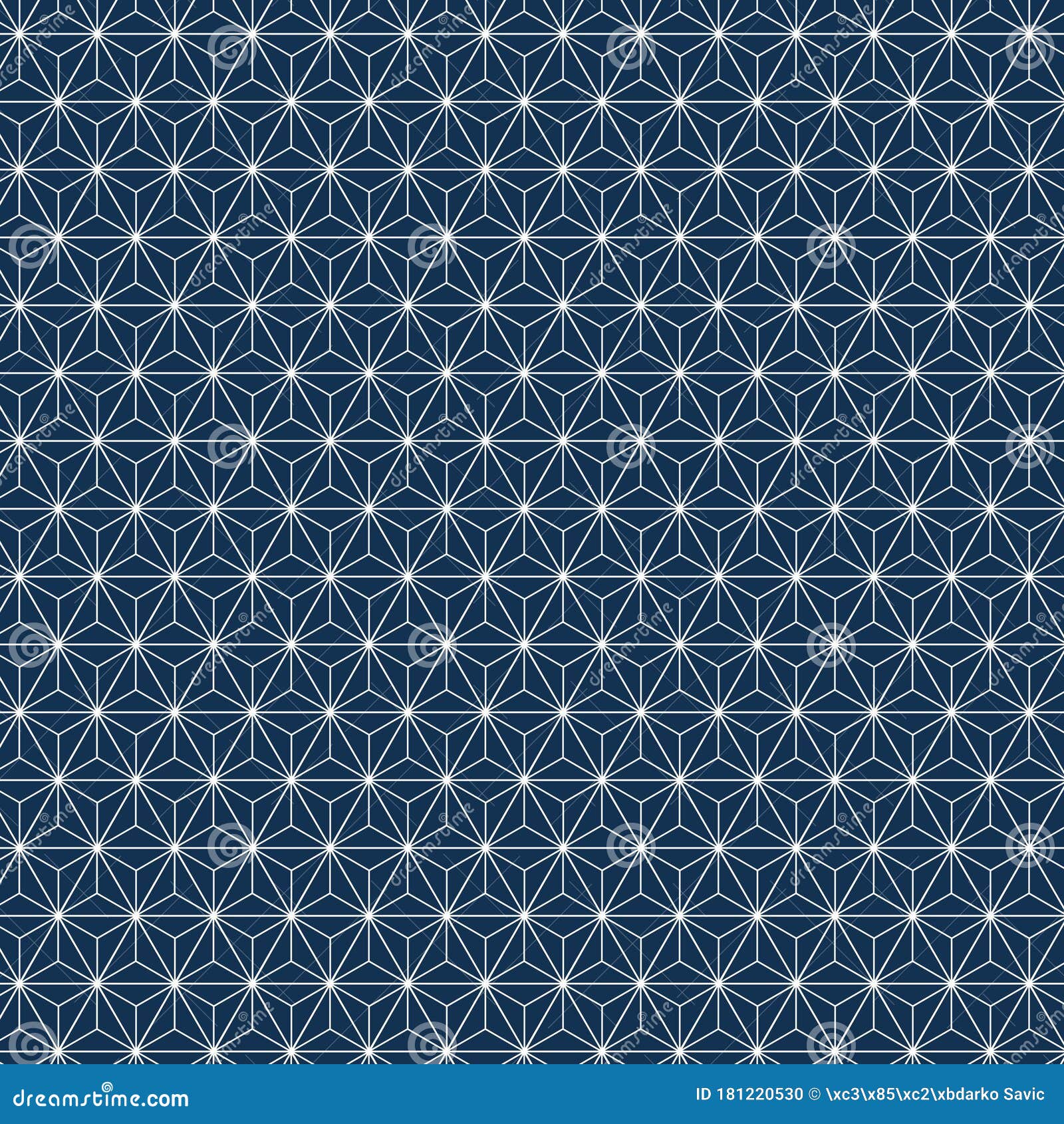 Sashiko Star Pattern White Lines Blue Background Vector Illustration Stock Vector - Illustration ...