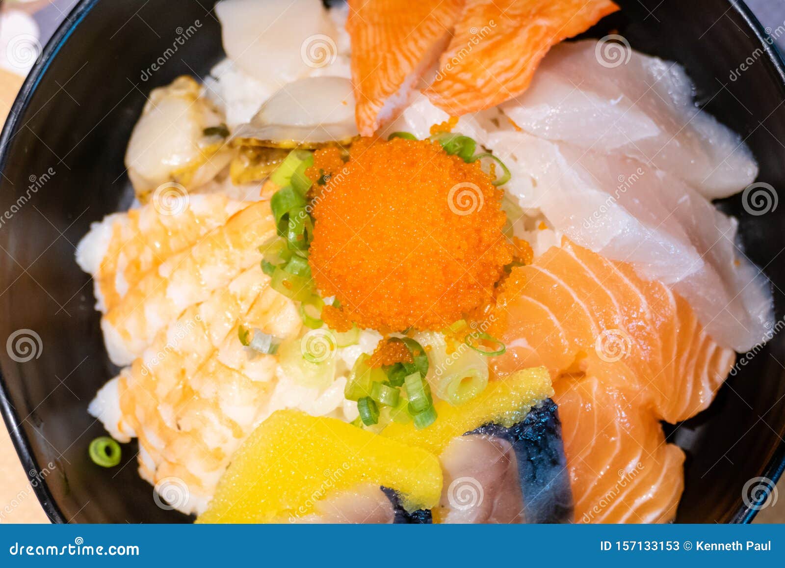 Sashimi Bowl with Fish Eggs and Rice Stock Image - Image of culture ...