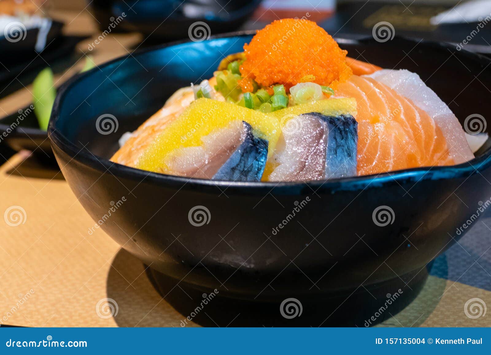 Sashimi Bowl with Fish Eggs and Rice Stock Photo - Image of culture ...
