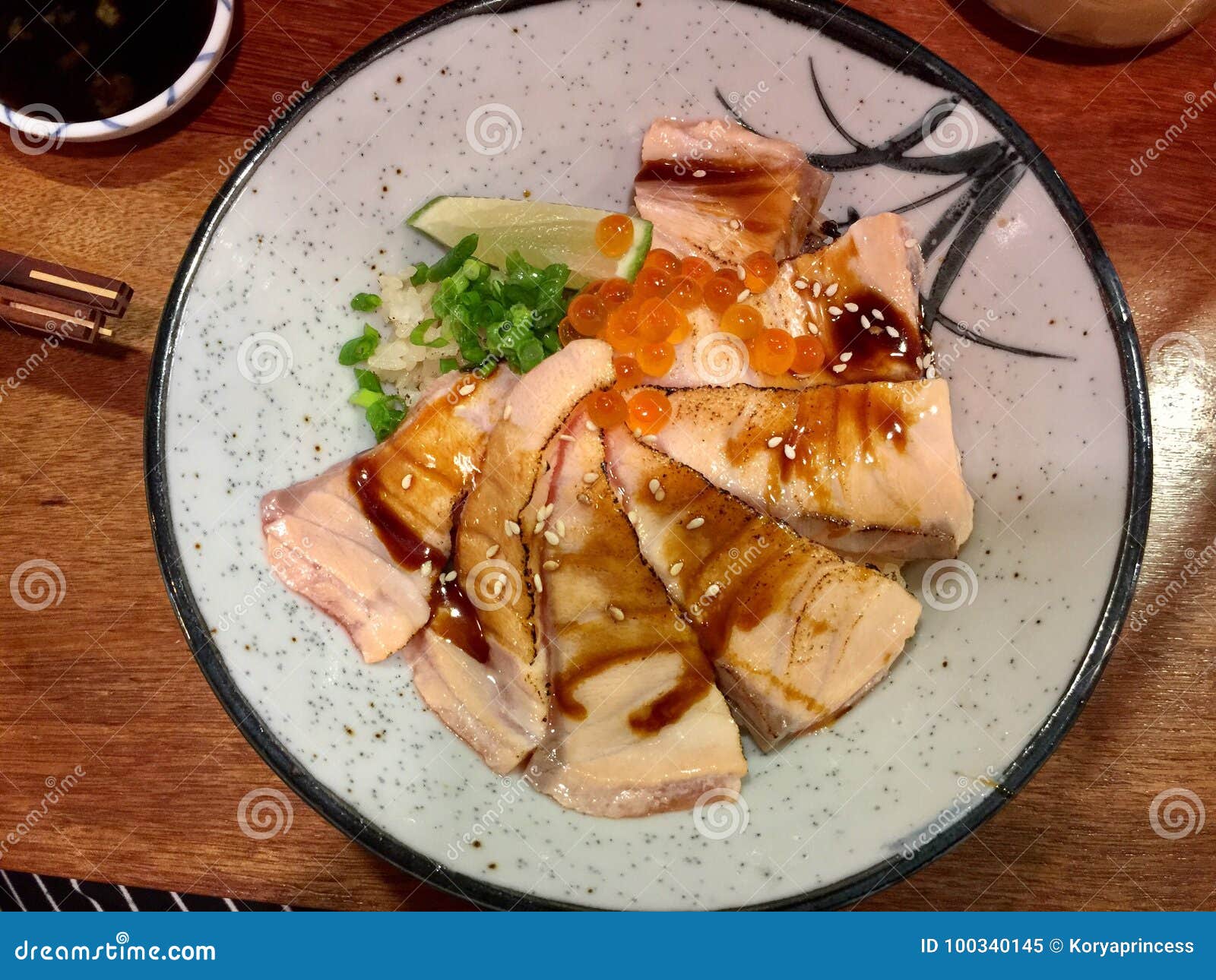 Sashimi don stock image. Image of rice, salmon, japanese - 100340145