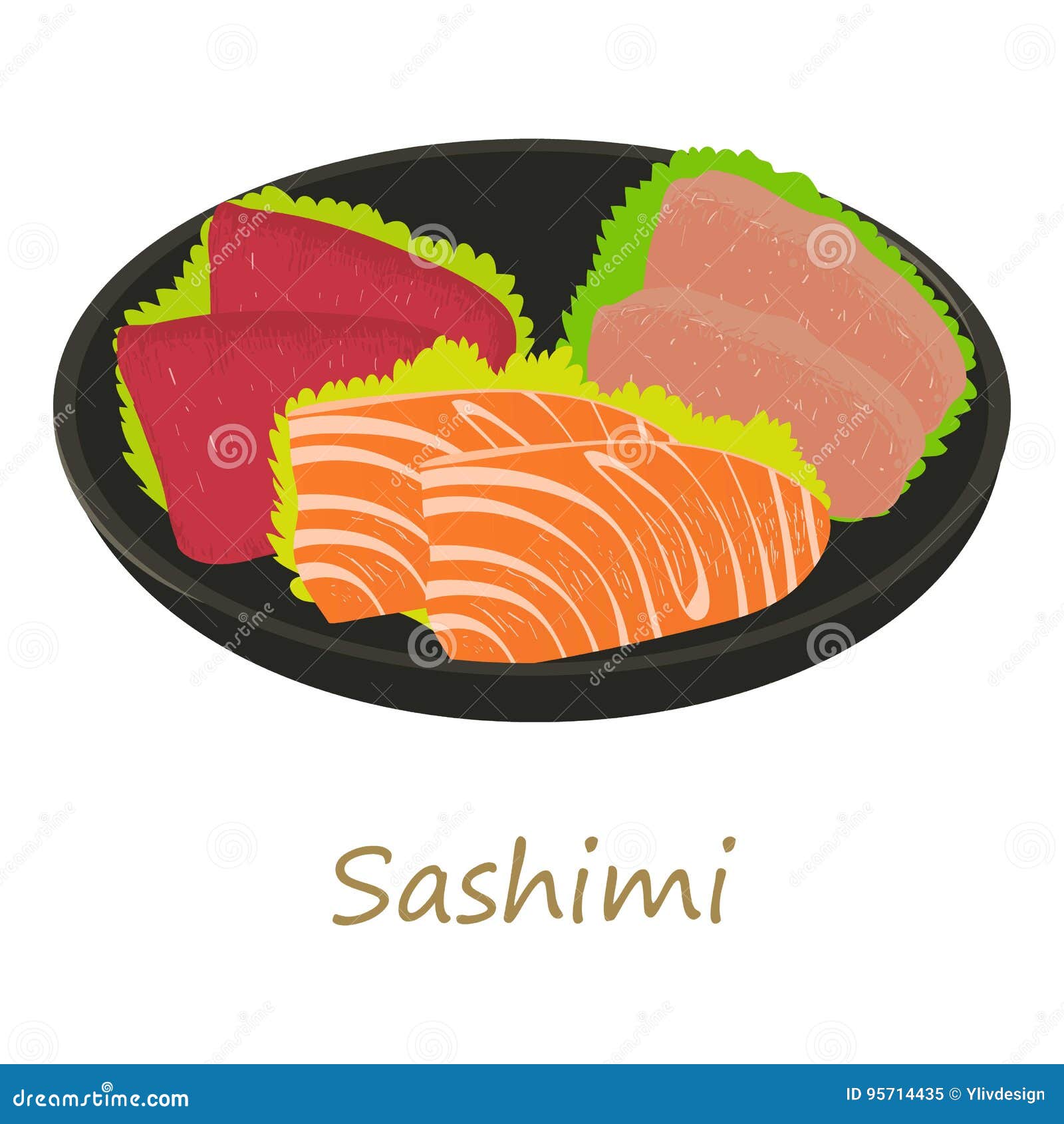Sashimi Icon, Cartoon Style Stock Vector - Illustration of green ...
