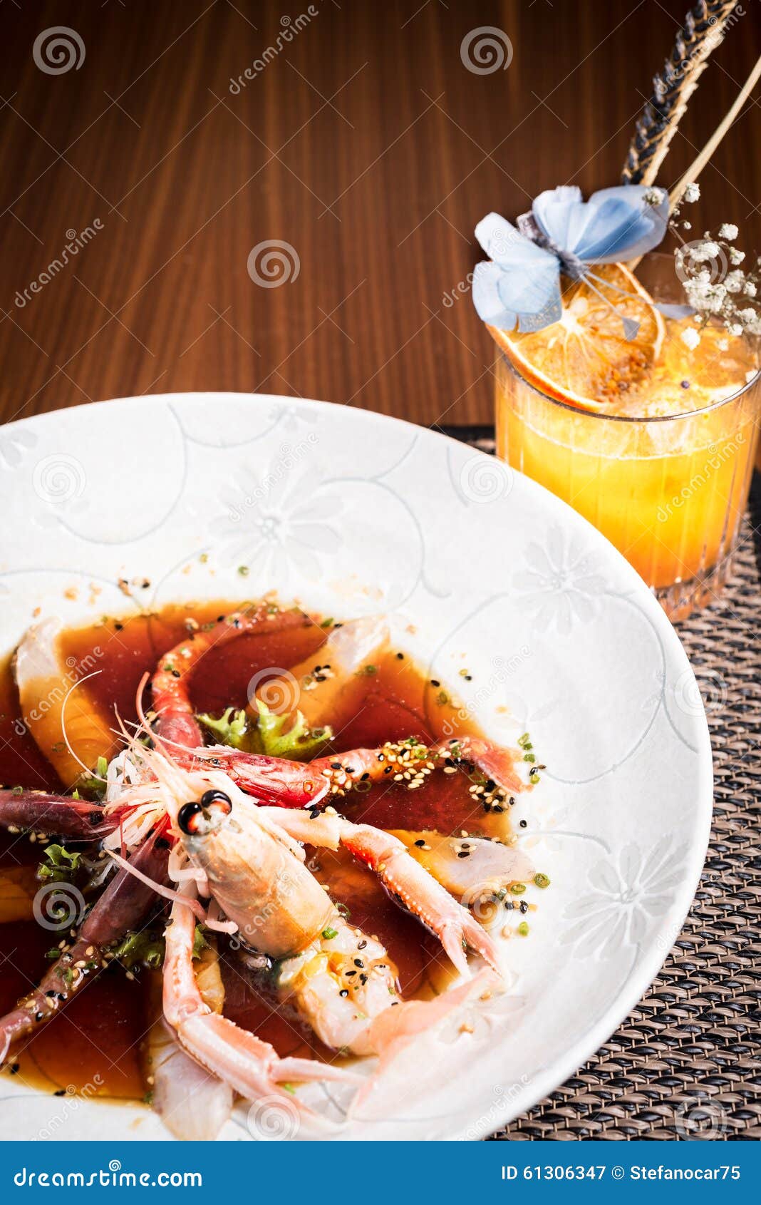 Sashimi Plate and Cocktail in a Japanese Restaurant Stock Image - Image ...