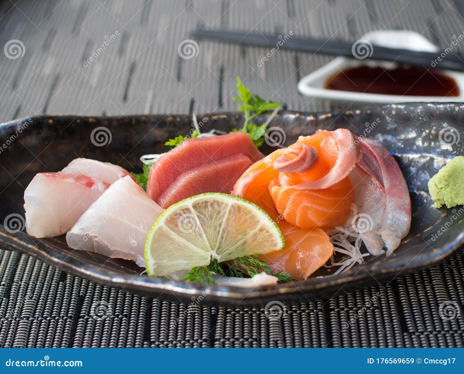 Sashimi plate stock image. Image of rice, prepared, oriental - 176569659