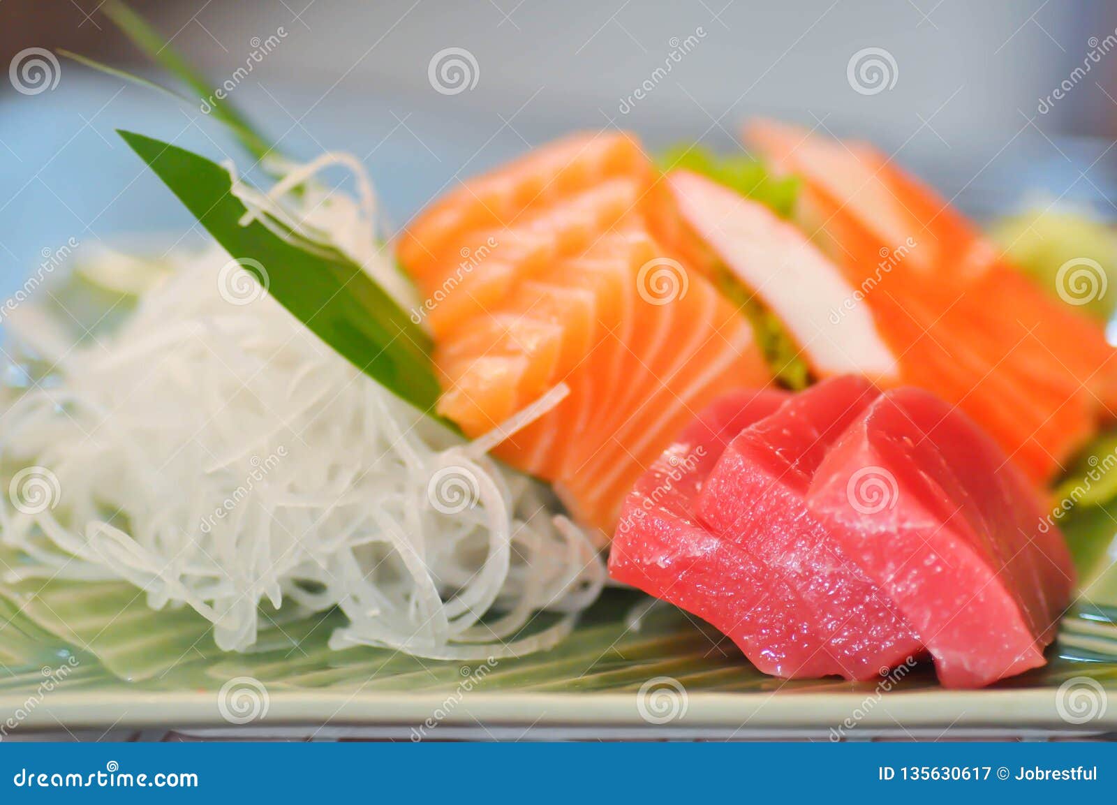 Sashimi, raw fish stock image. Image of lettuce, dish - 135630617