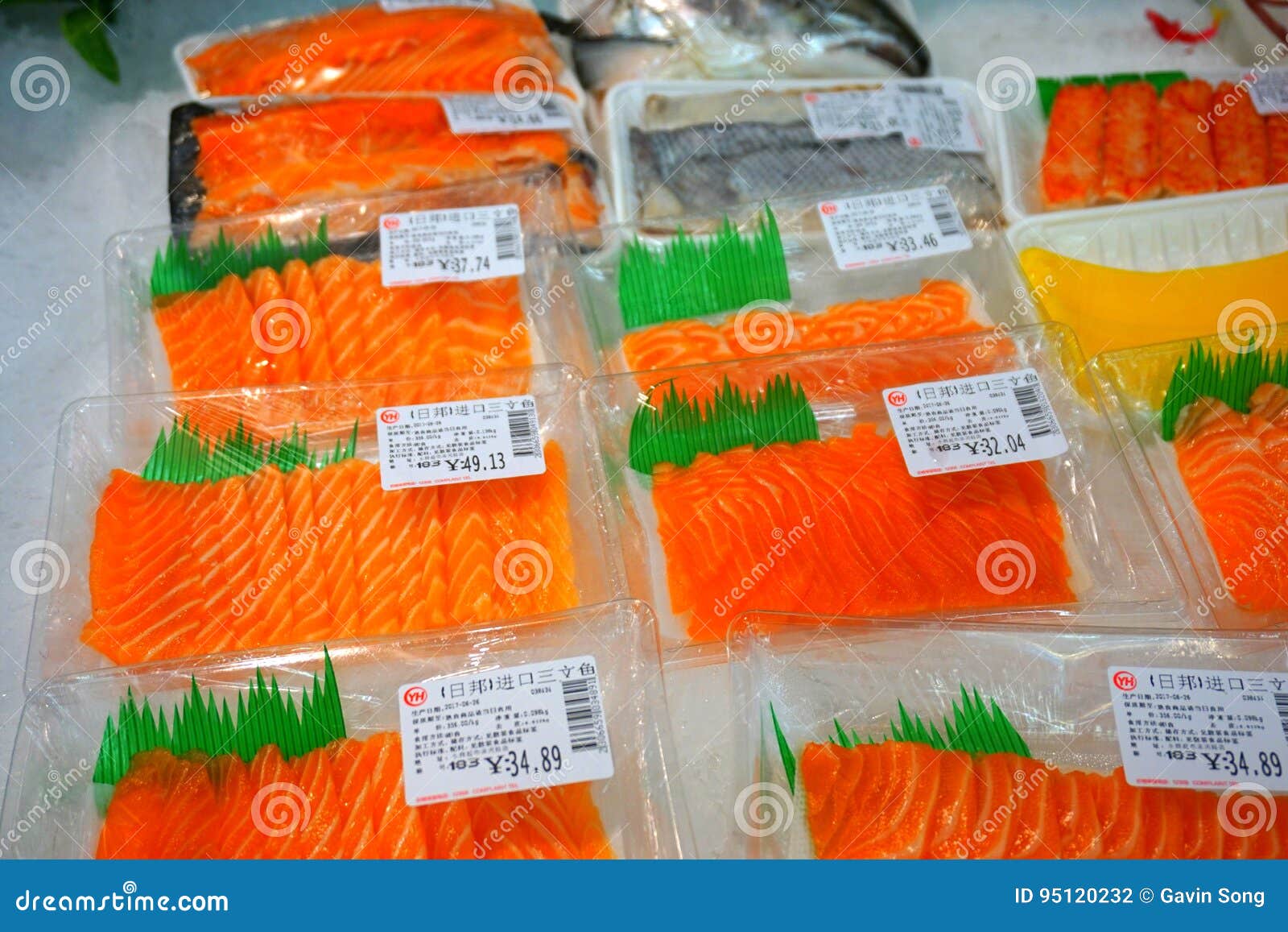 Sashimi / Salmon Strips in Chinese Supermarket Editorial Photography ...