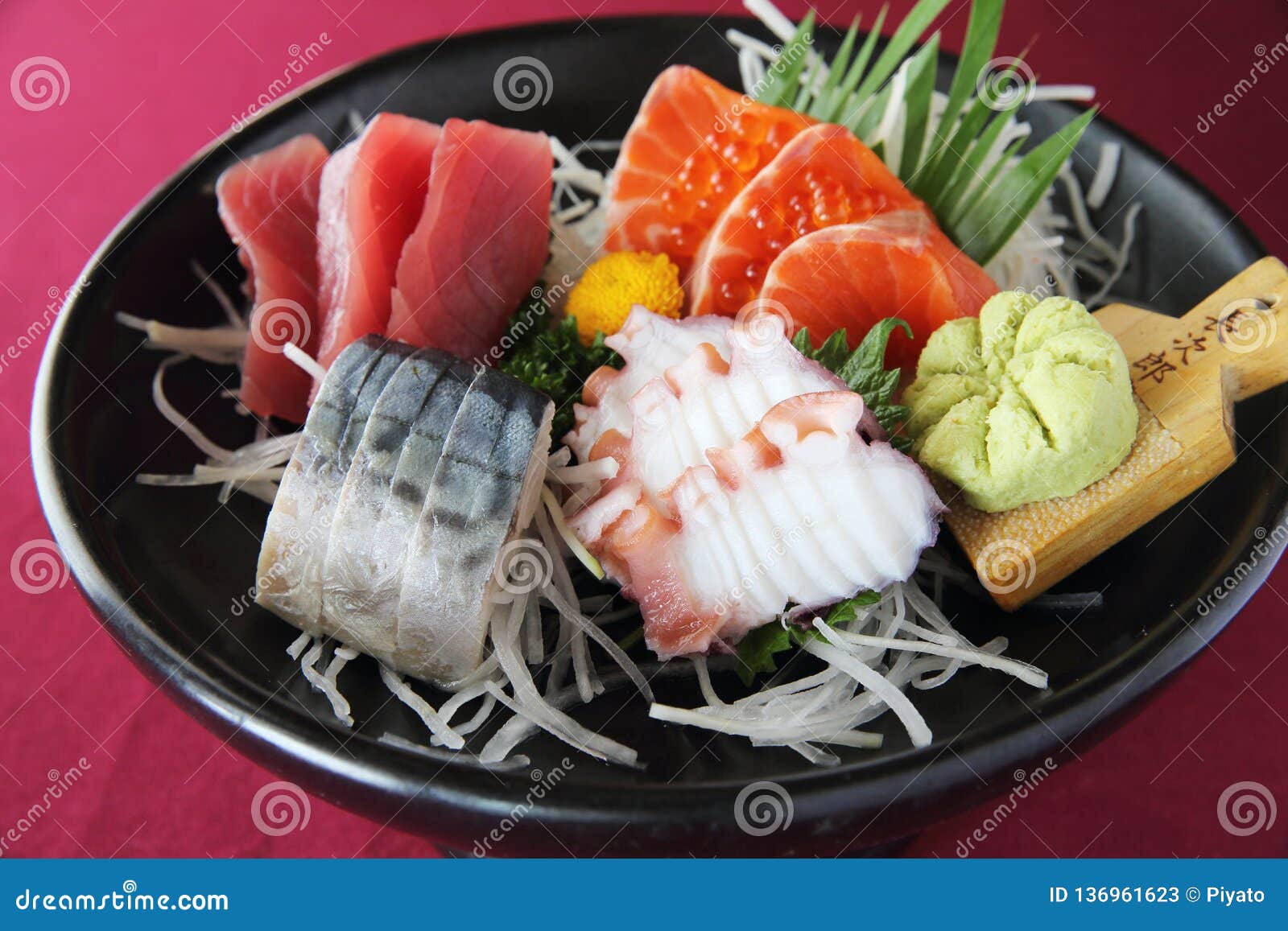 Sashimi set on a plate stock image. Image of lunch, fresh - 136961623