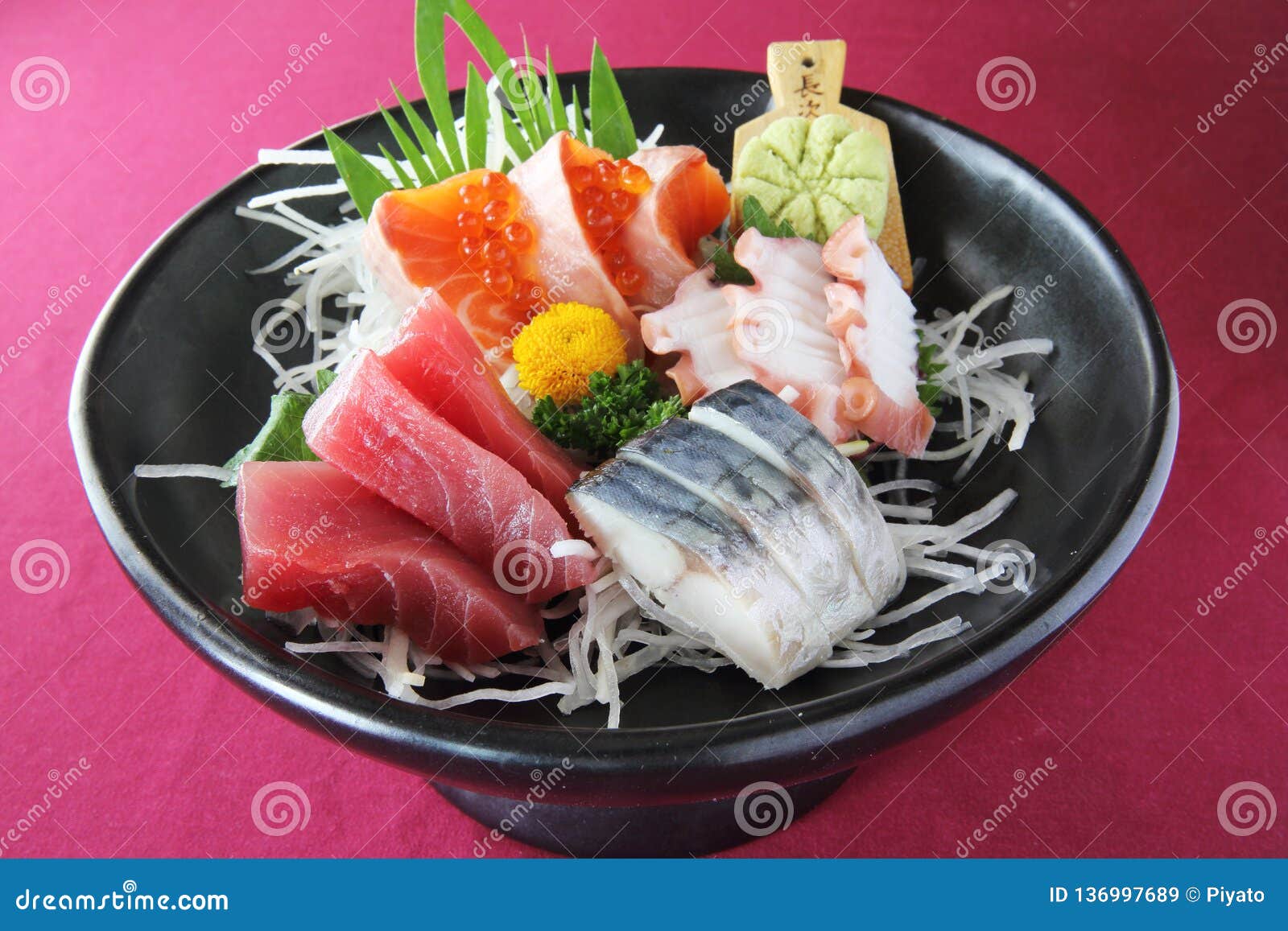 Sashimi set stock image. Image of sushi, delicious, background - 136997689