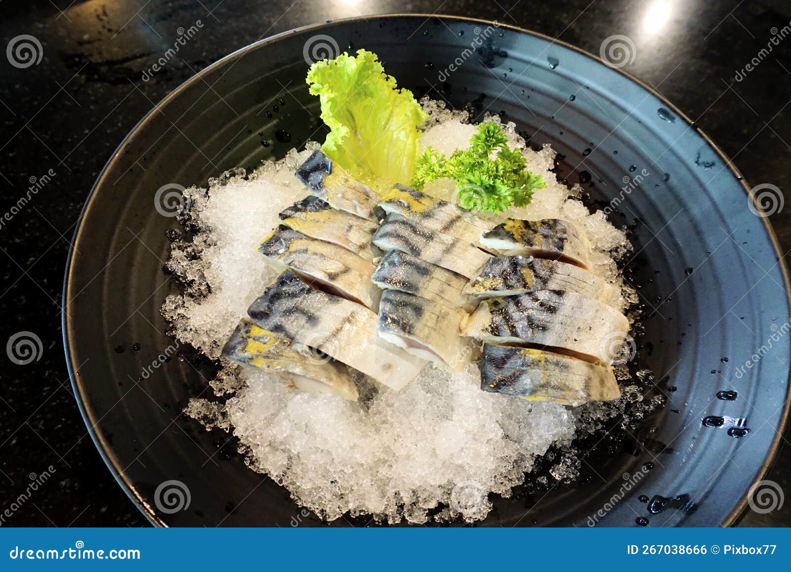 Sashimi Shime Saba on Ice, Japanese Food Stock Photo - Image of health ...