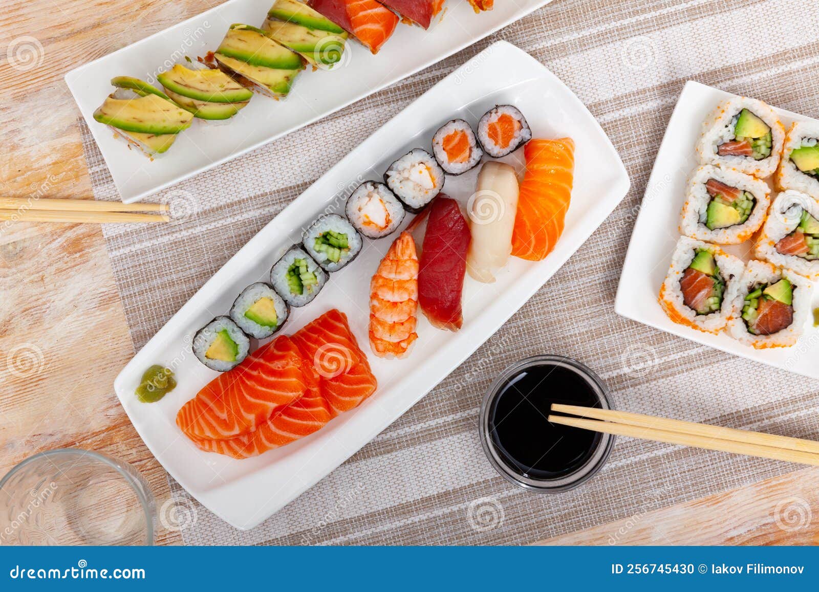 Sashimi and Sushi Combo on Table Stock Photo - Image of dinner, japan ...