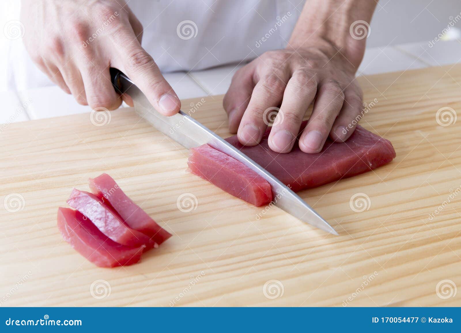 Sashimi, tuna, cut stock image. Image of fish, person - 170054477