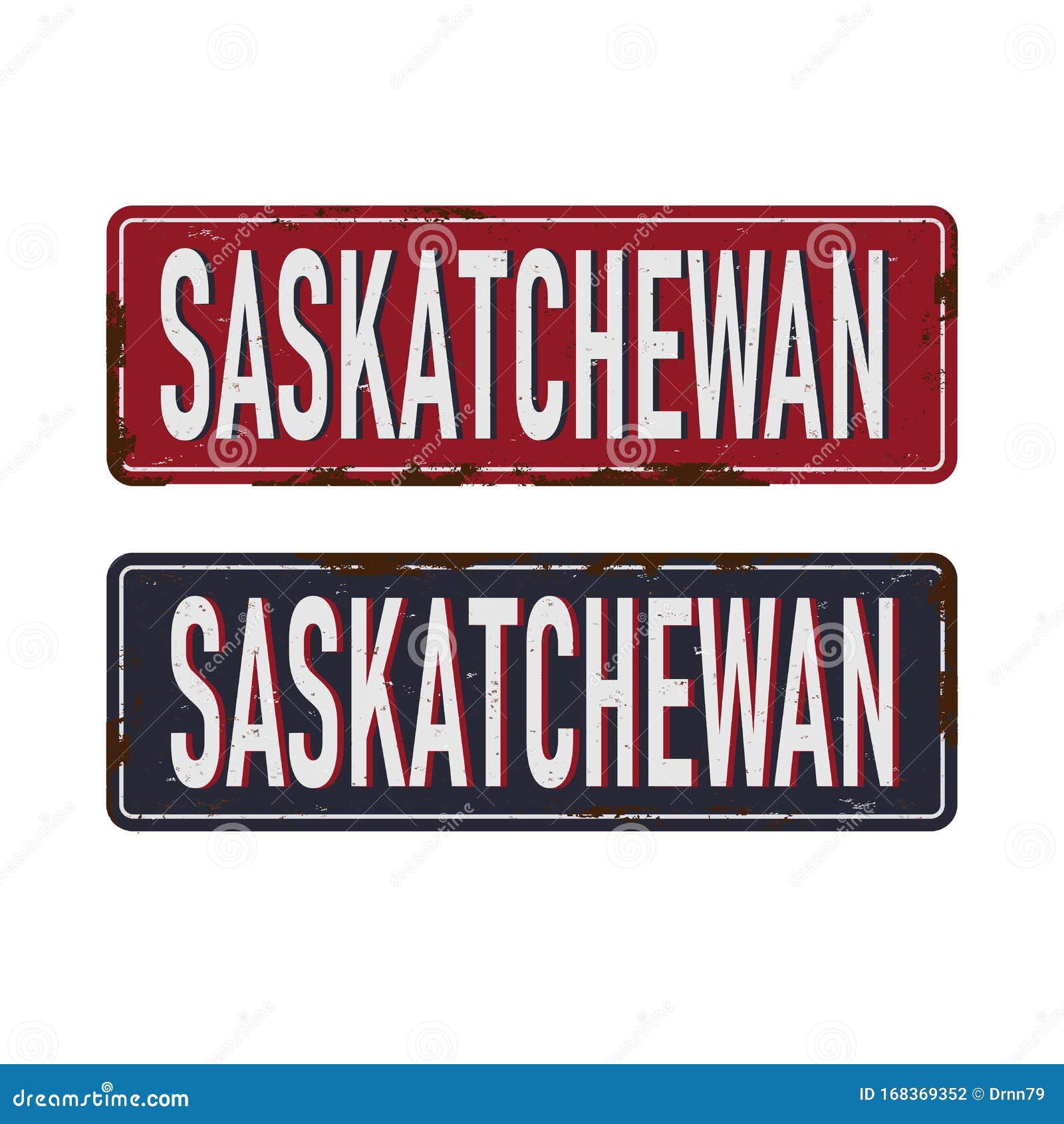Saskatchewan, Canada Rustet Metal Road Sign on a White Background Stock ...