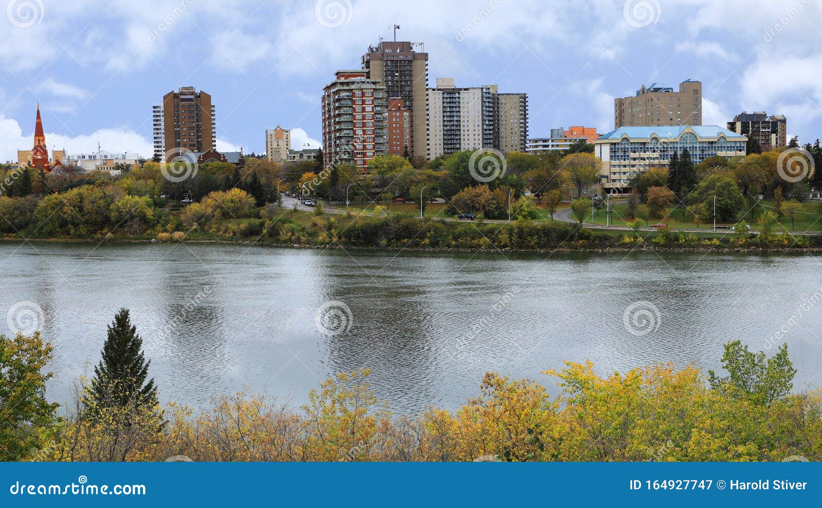Saskatoon, Canada City Center by River Stock Image - Image of ...