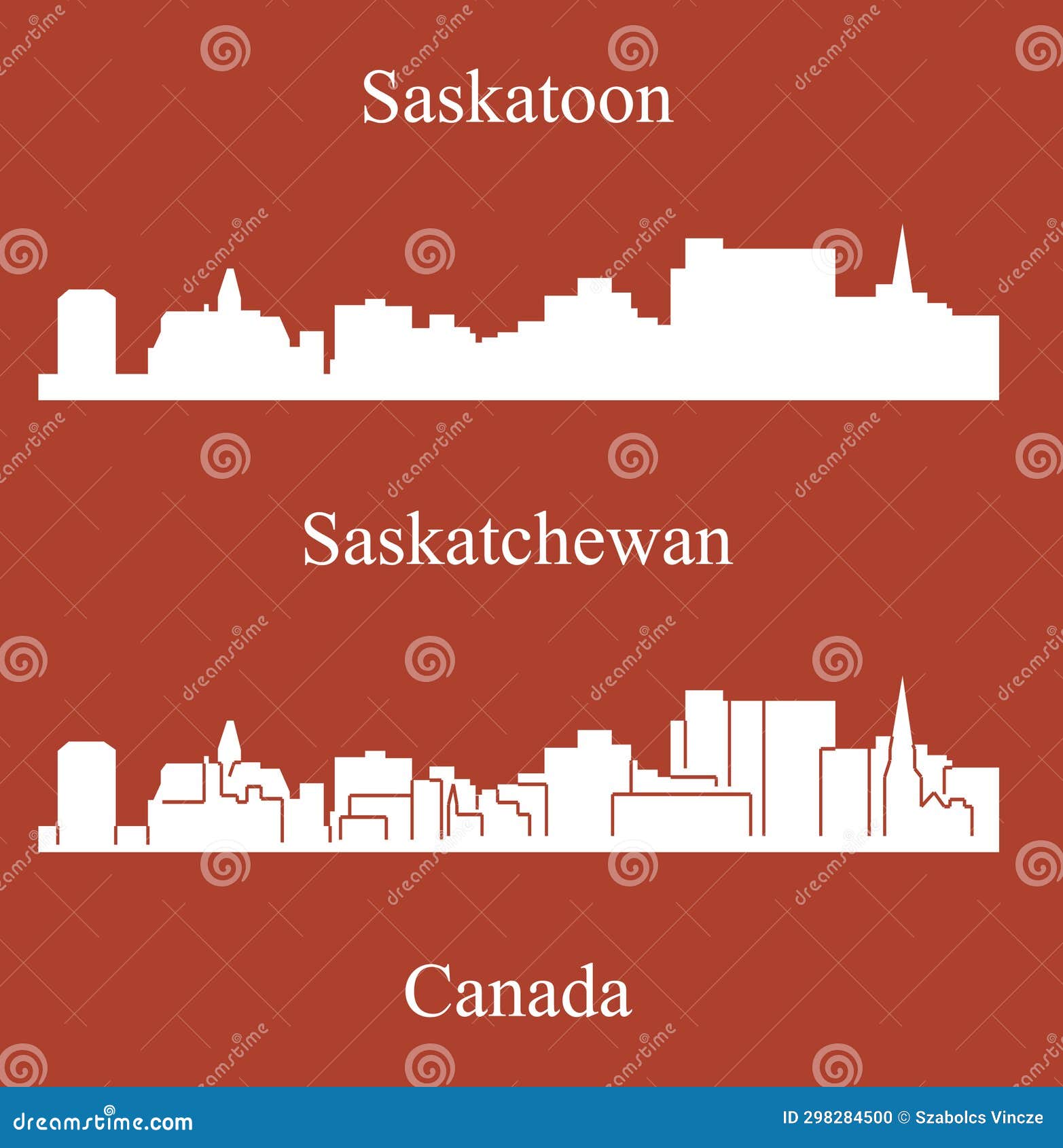 Saskatoon, Canada Skyline. Detailed Silhouette Cartoon Vector ...