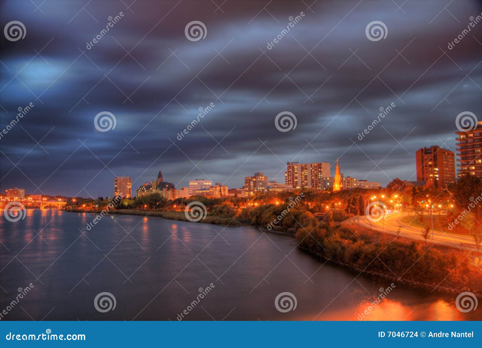 Saskatoon at night stock photo. Image of canada, dark - 7046724