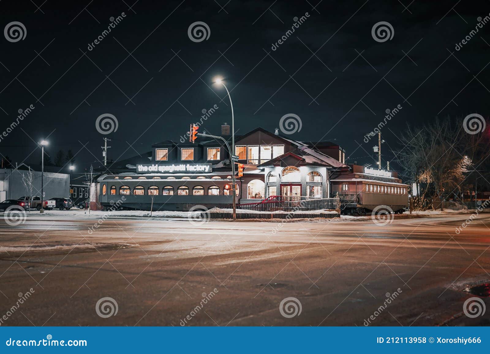 Saskatoon Street Intersection at Night Stock Photo - Image of city ...