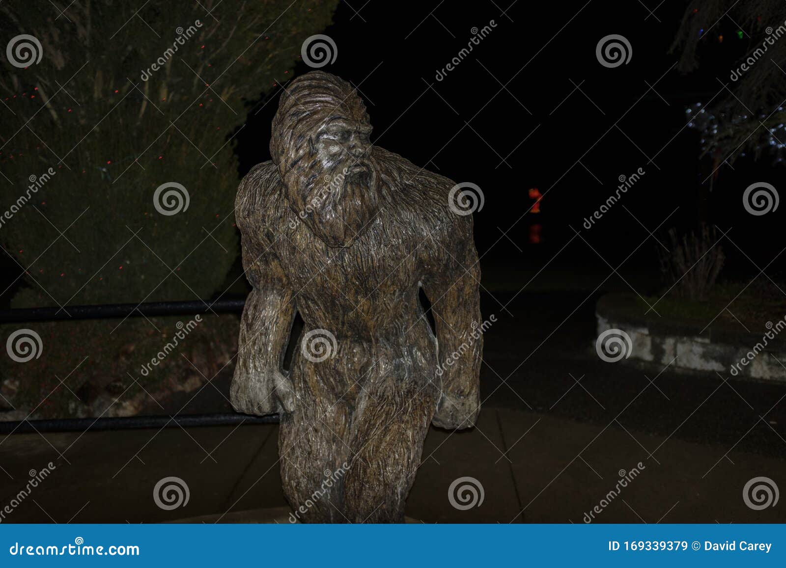 Sasquatch Statue at Harrison Hot Springs Stock Image - Image of night ...