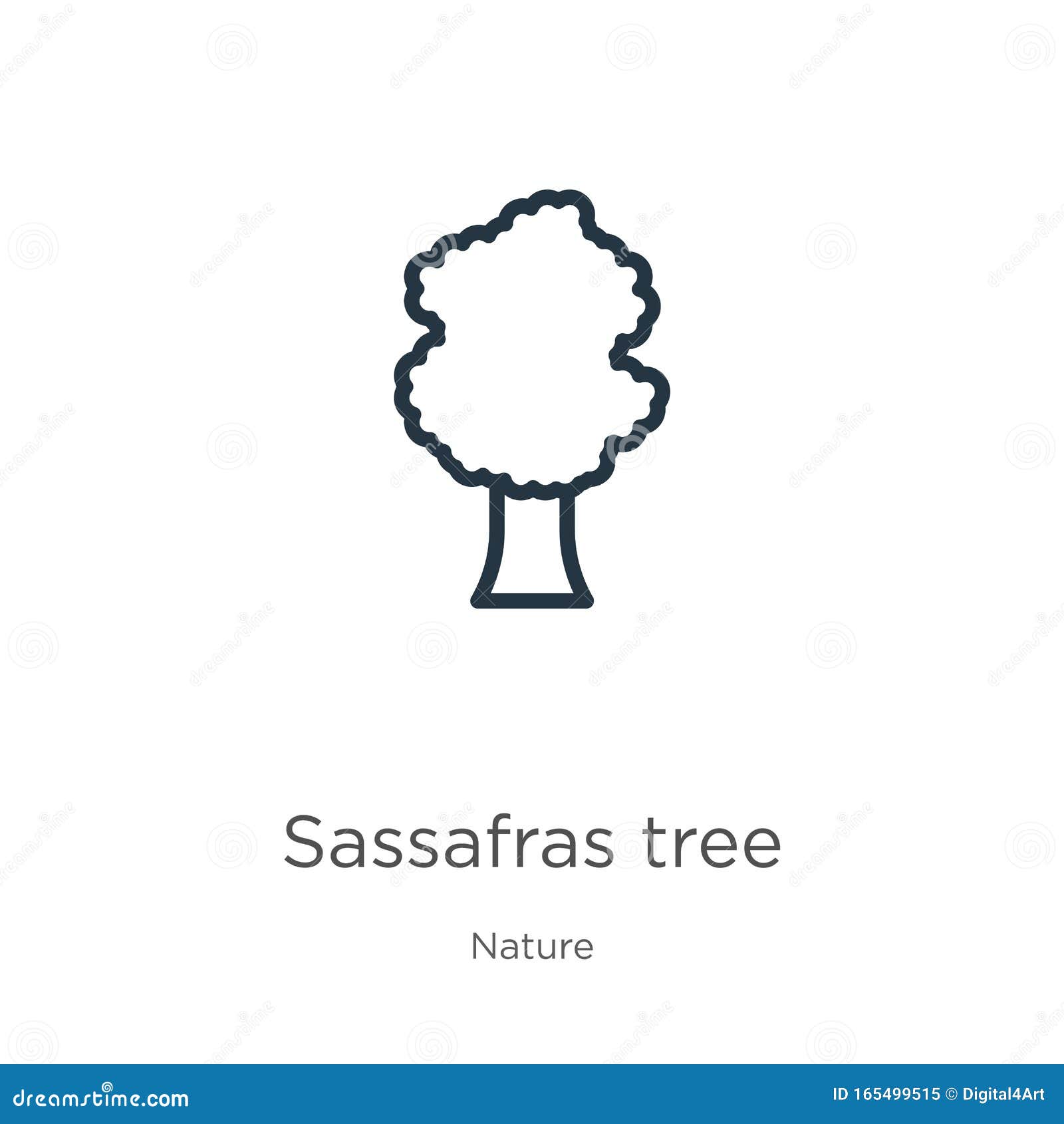 White Sassafras Sassafras Albidum Leaf. Ink Black And White Doodle ...