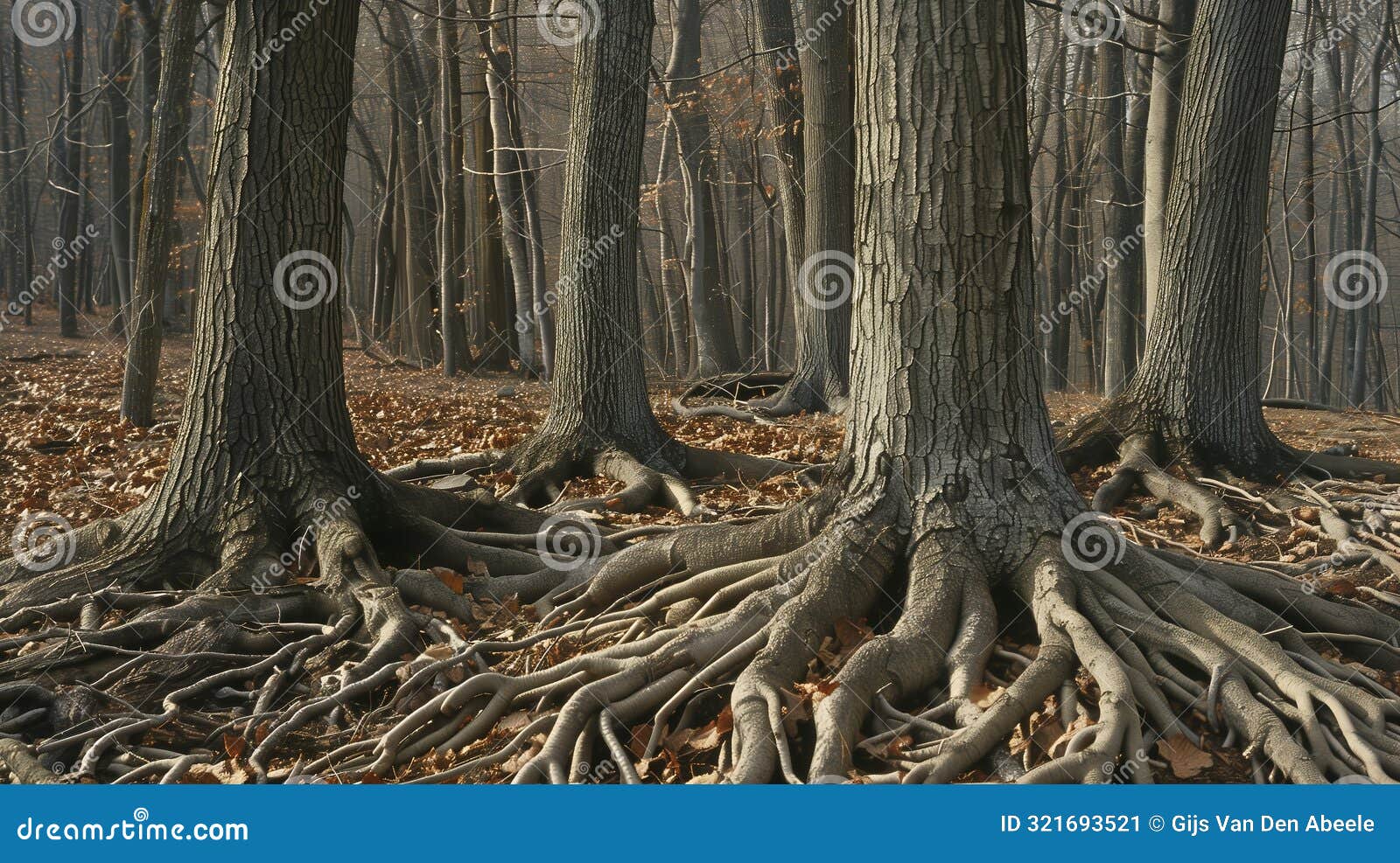 Sassafras Trees with Exposed Roots for Harvesting Stock Illustration ...