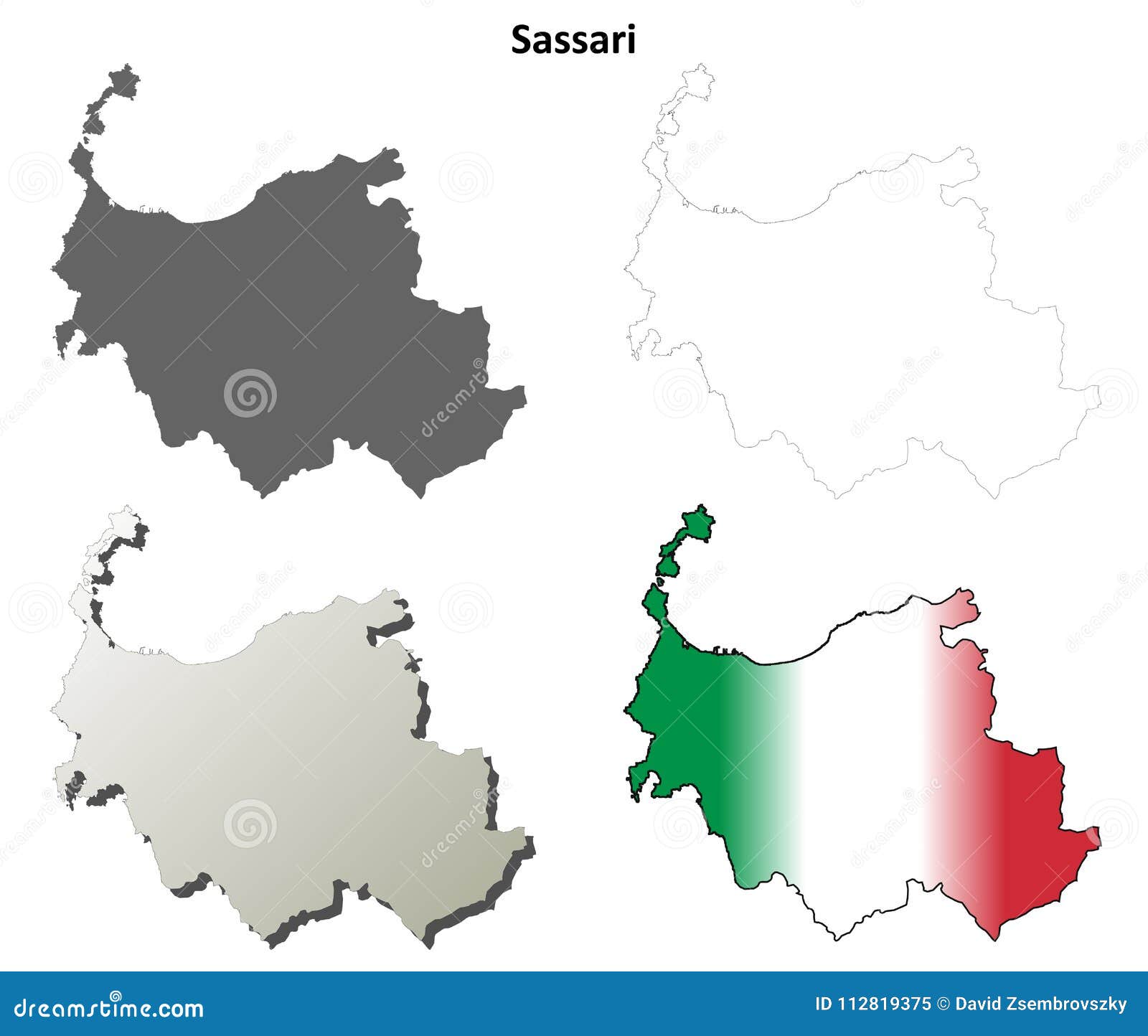 Sassari Blank Detailed Outline Map Set Stock Vector Illustration Of Territory Shore 112819375