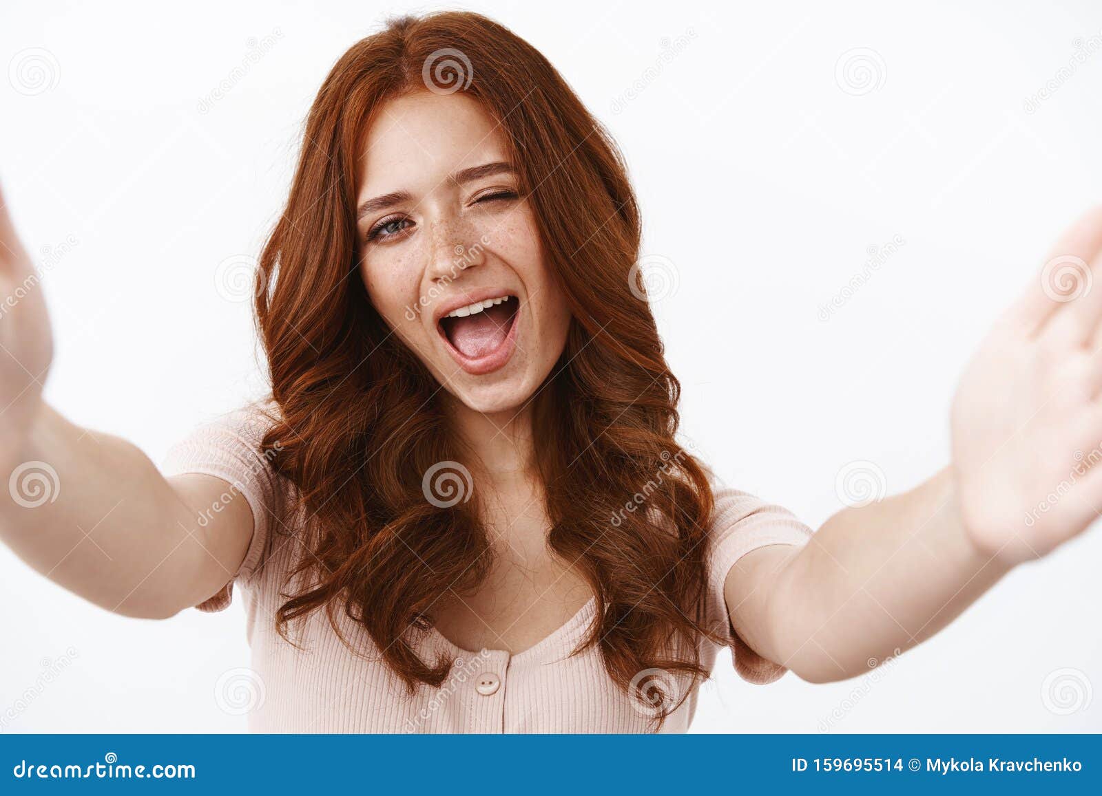 Sassy Carefree Redhead Party Girl With Flirty Gaze Taking Cheeky