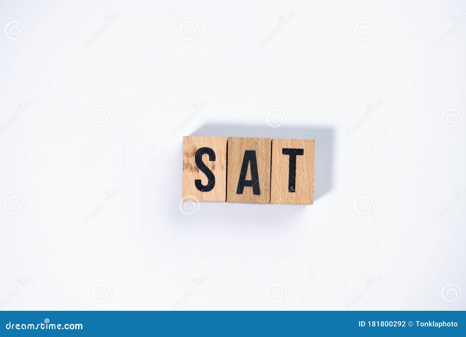 ` SAT ` Text Made of Wooden Cube on White Background Stock Photo ...
