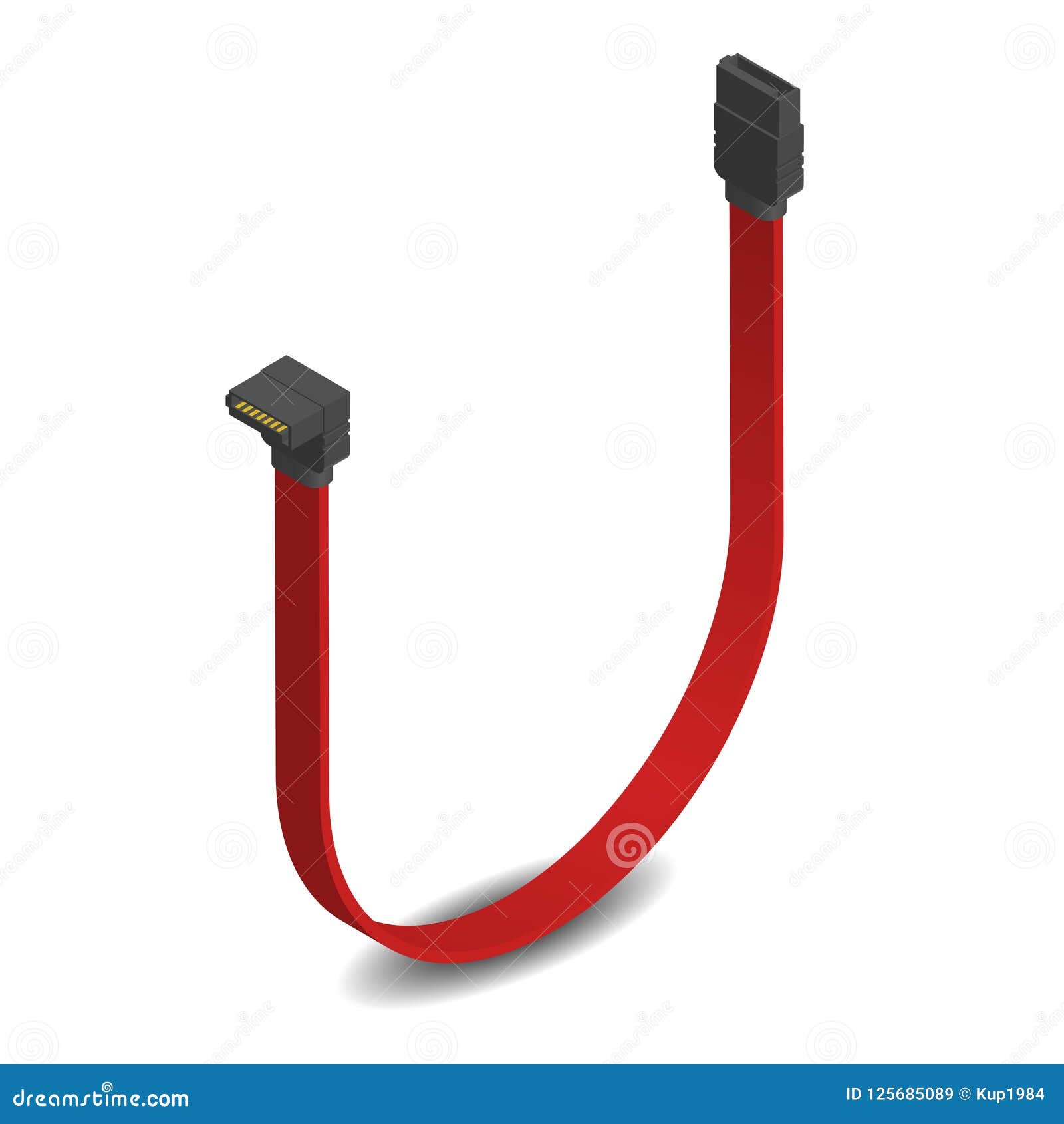 3D SATA Connector with Red Cable, Vector Illustration. Stock Vector ...
