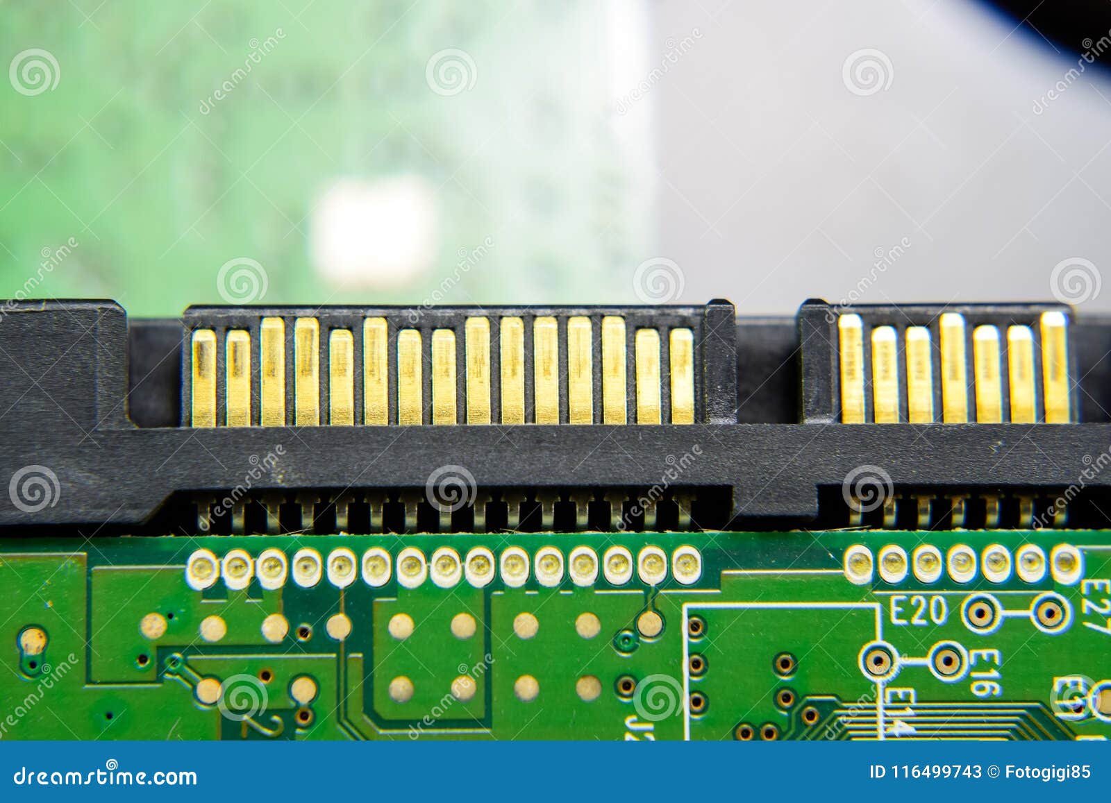 Sata Hard Drive Connector Electronic Board with Electrical Components ...
