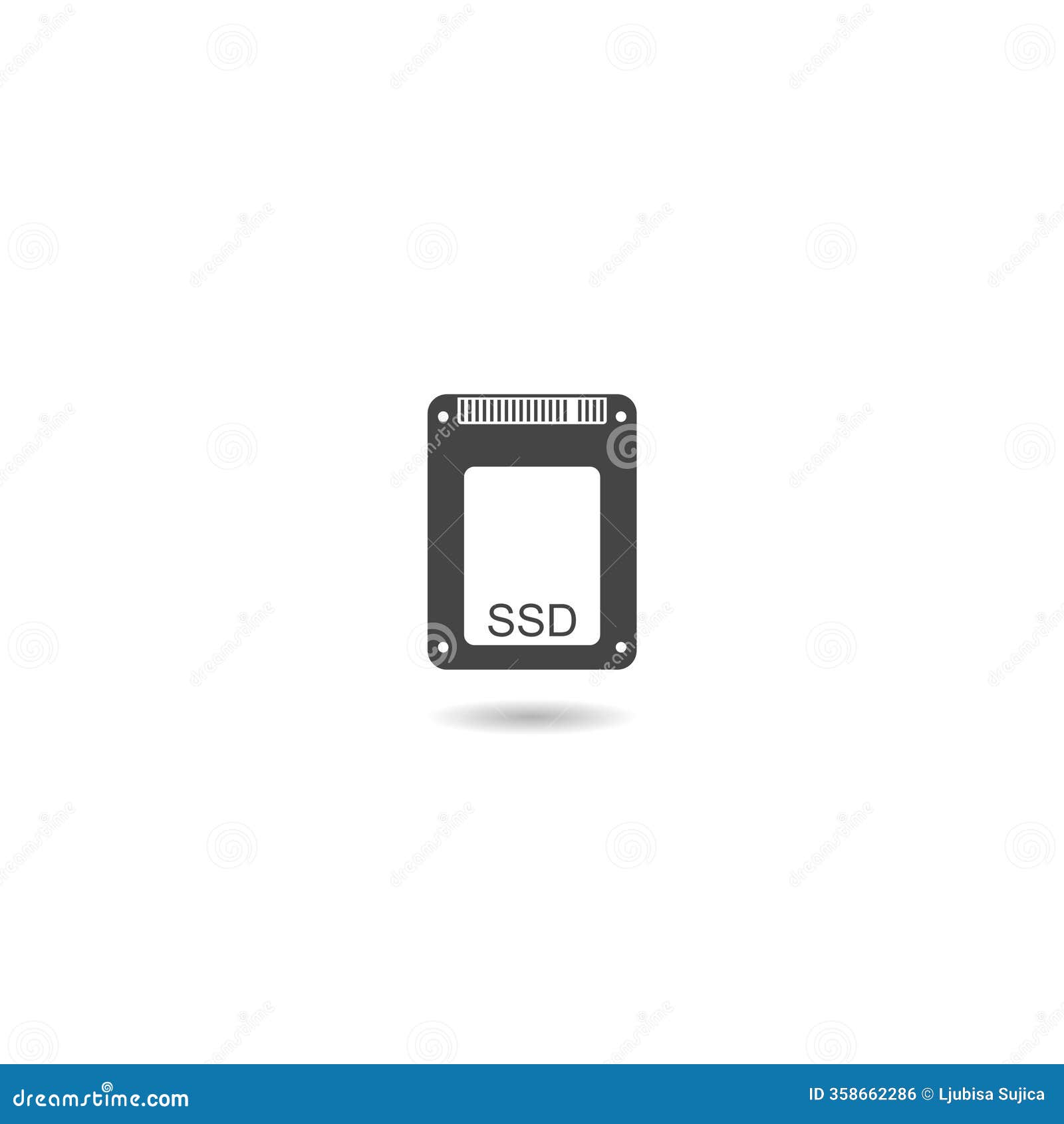 Sata SSD icon with shadow stock vector. Illustration of flash - 358662286