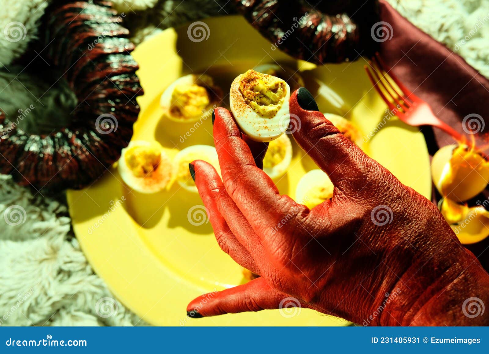 Satan Deviled Eggs stock image. Image of conceptual - 231405931