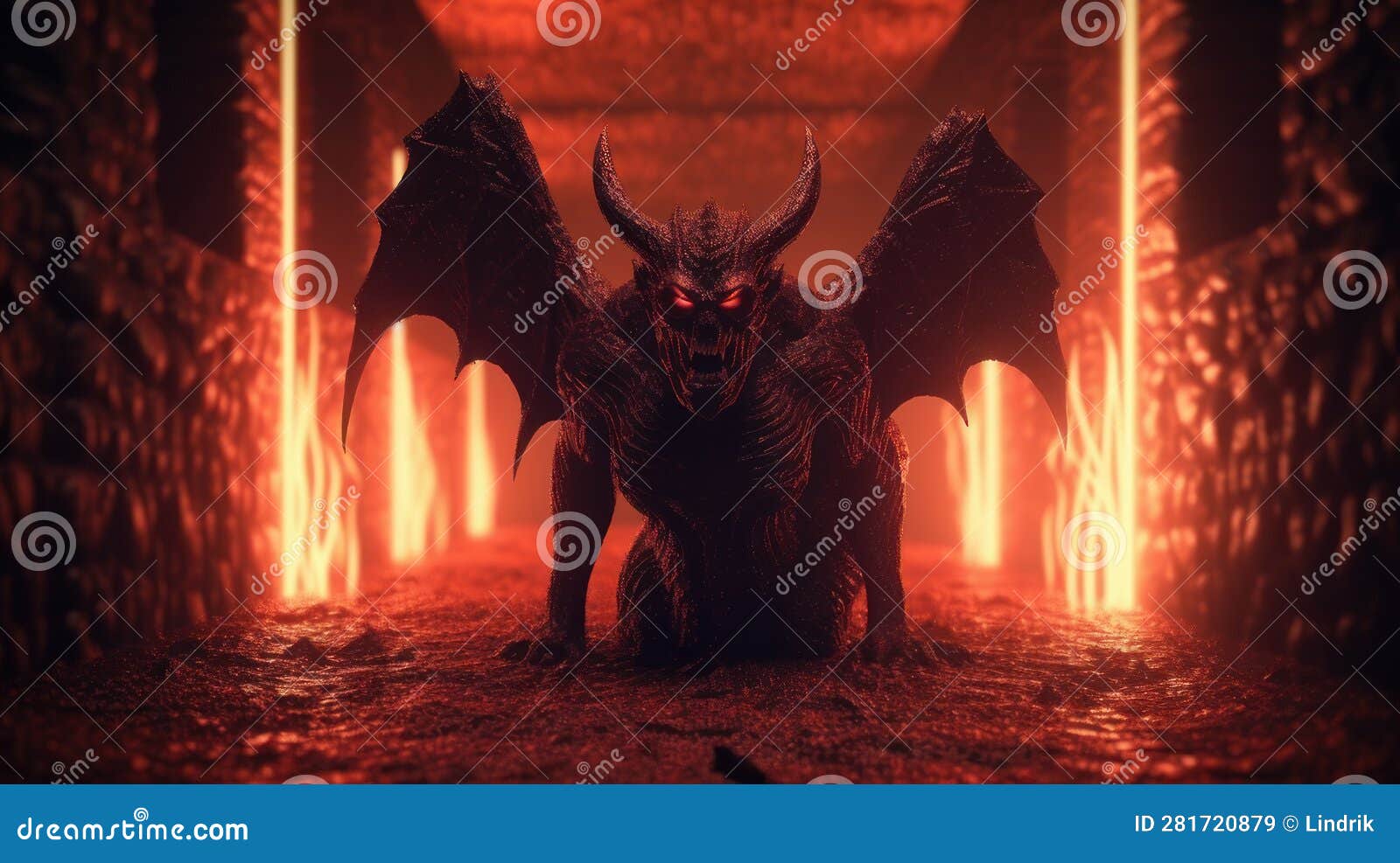 Satan in hell stock illustration. Illustration of extravaganza - 281720879