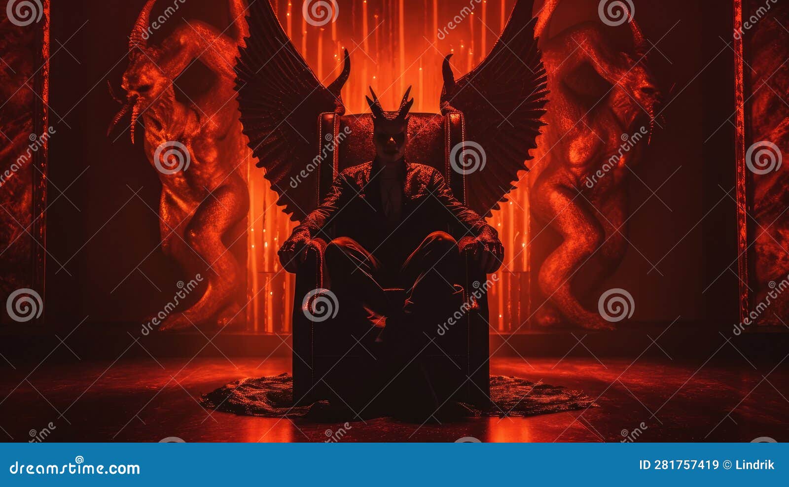 Satan in hell stock illustration. Illustration of crown - 281757419