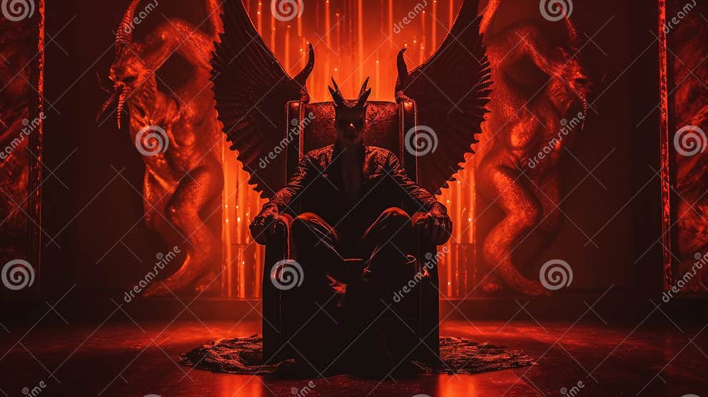 Satan in hell stock illustration. Illustration of crown - 281757419