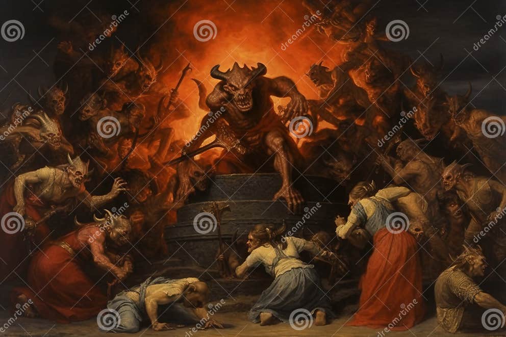 Satan is in Hell. Religious Demon. Devil& X27;s Fire. the Afterlife of ...