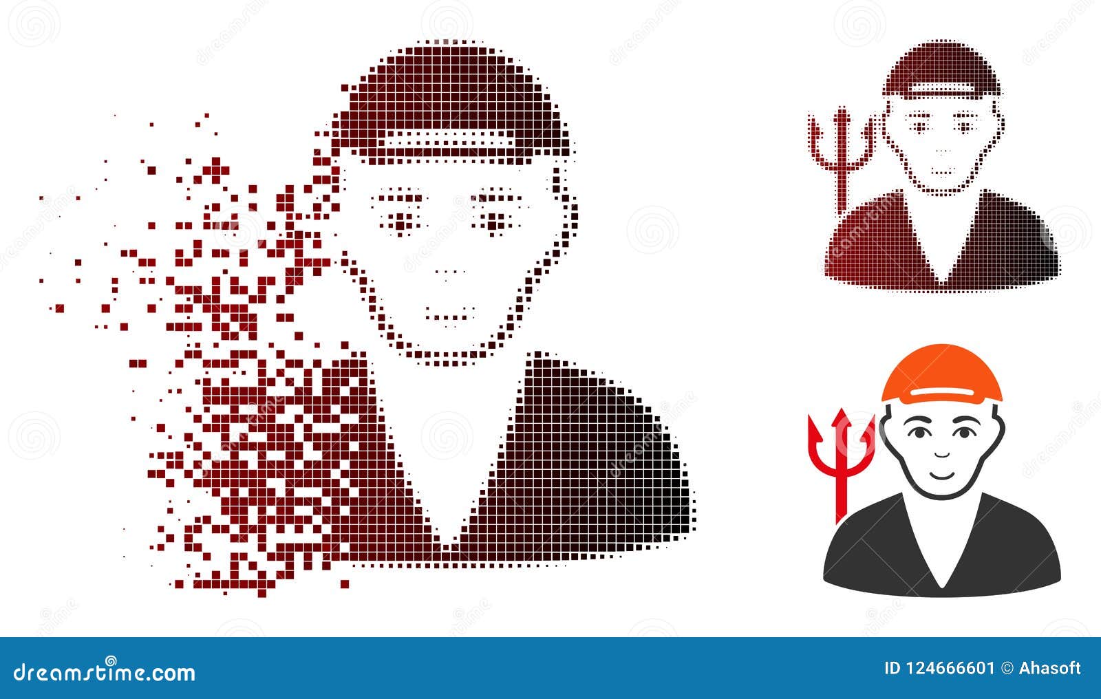 Dust Dotted Halftone Satan Icon with Face Stock Vector - Illustration ...
