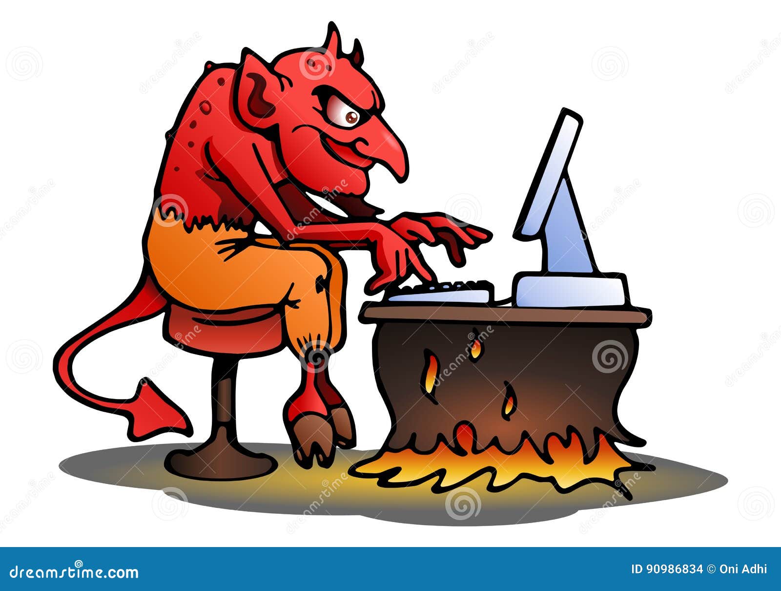 Satan Using Computer Stock Photography | CartoonDealer.com #90986810