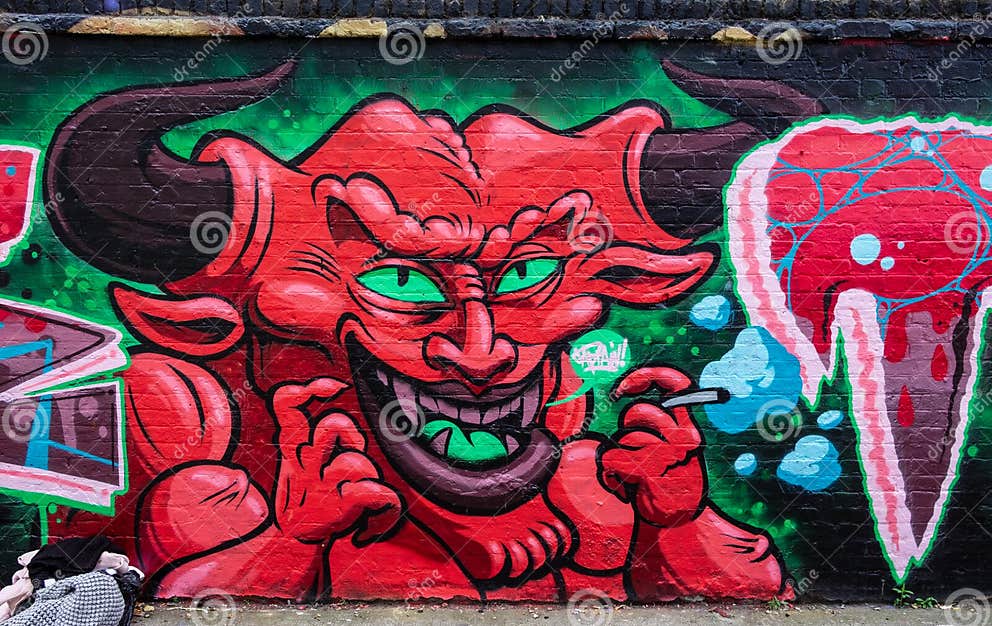 London-Satan Mural editorial photography. Image of street - 258468012