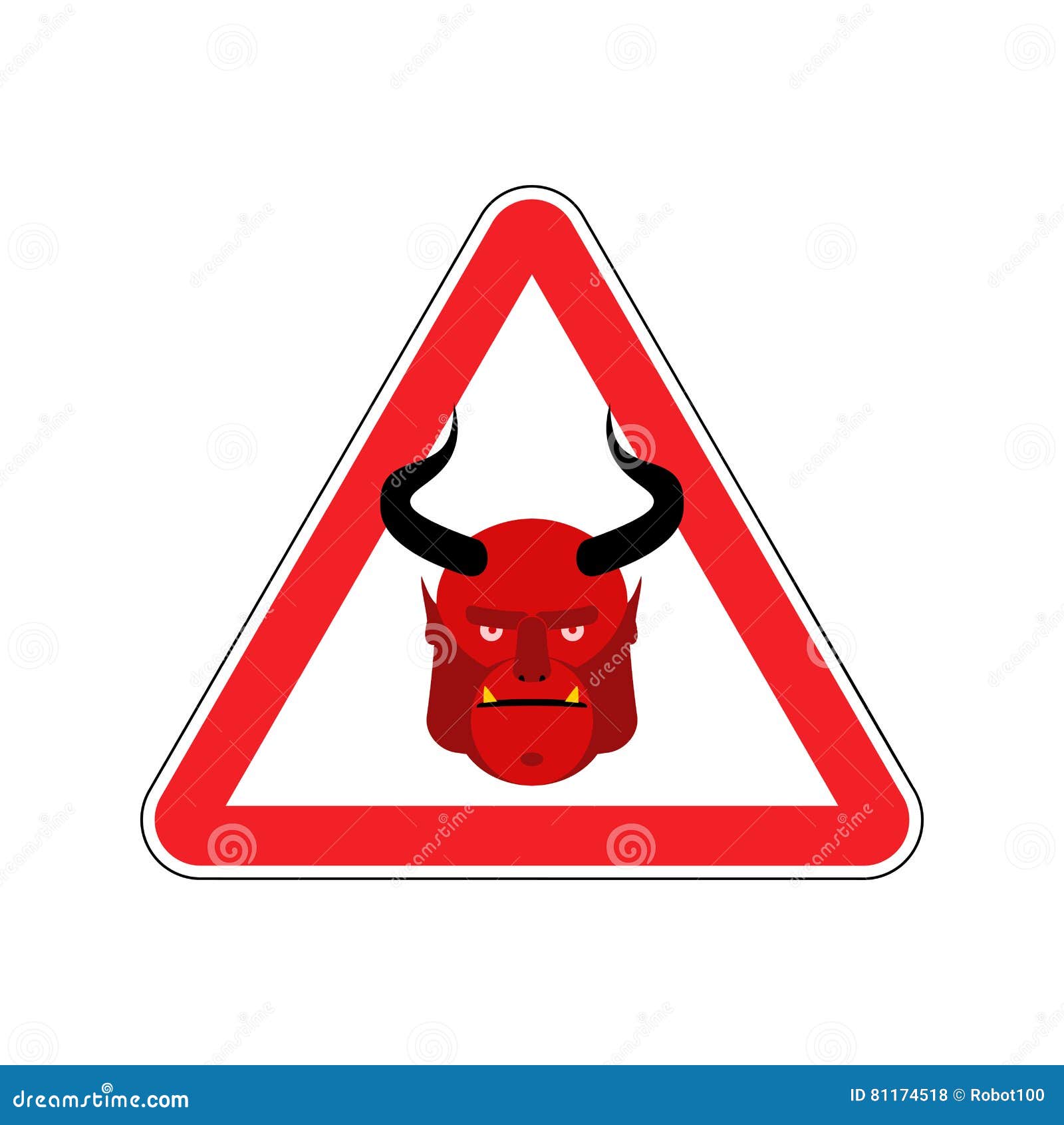 Satan Warning Sign Red. Demon Hazard Attention Symbol. Danger Road Sign ...