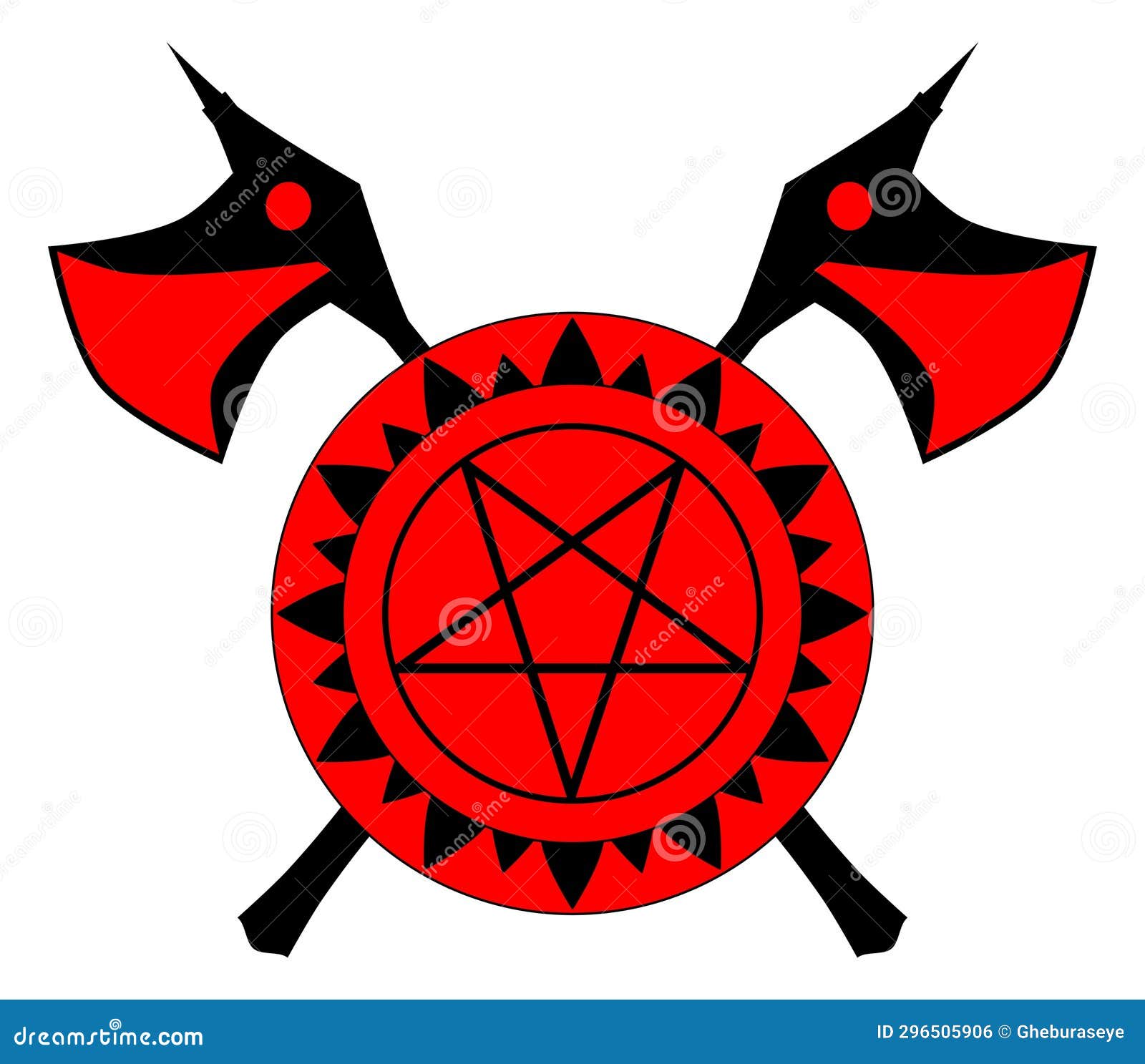 Satanist Pentacle with Double Axes, Red and Black, Isolated. Stock ...