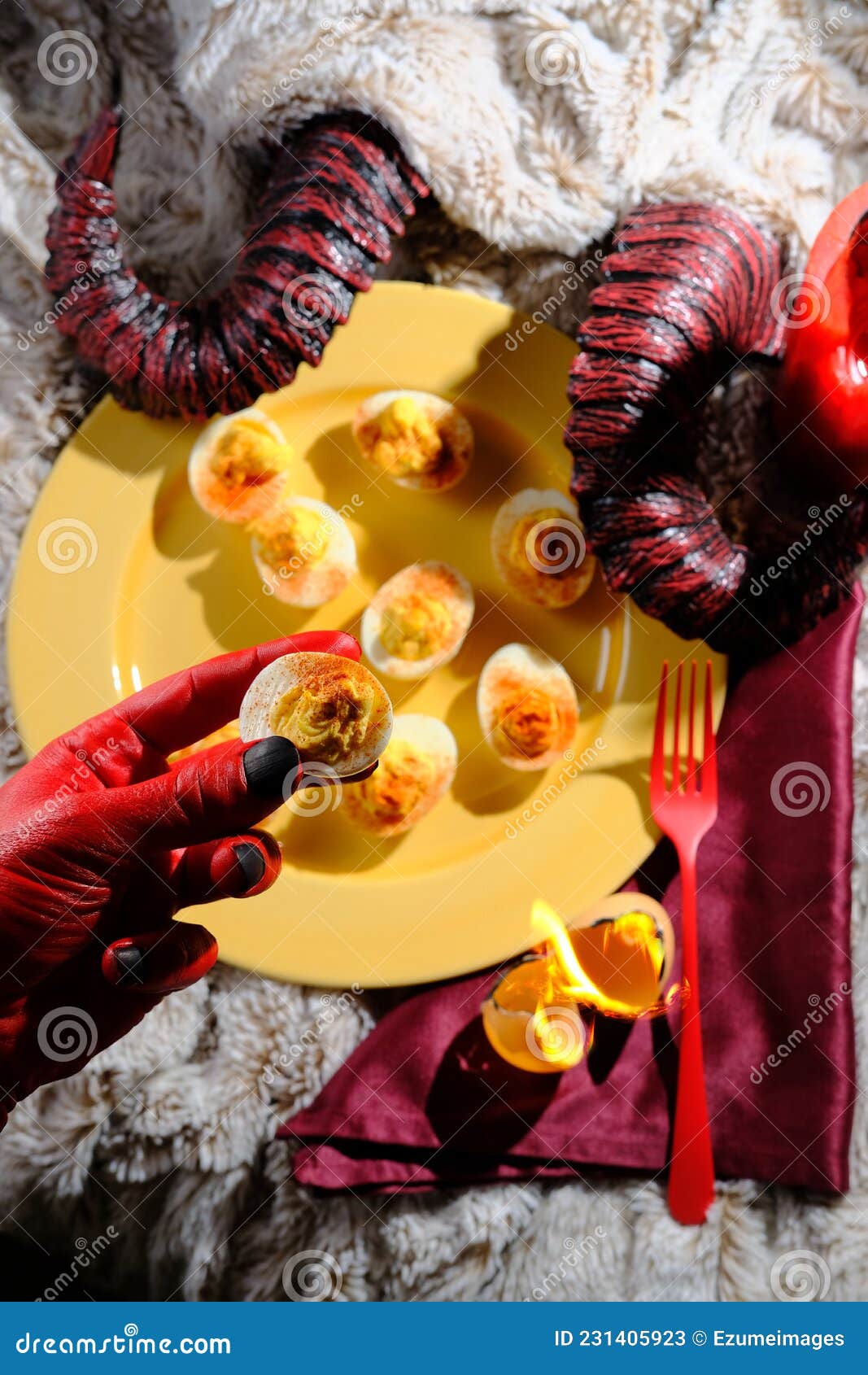 Satan Deviled Eggs stock image. Image of delicious, demon - 231405923