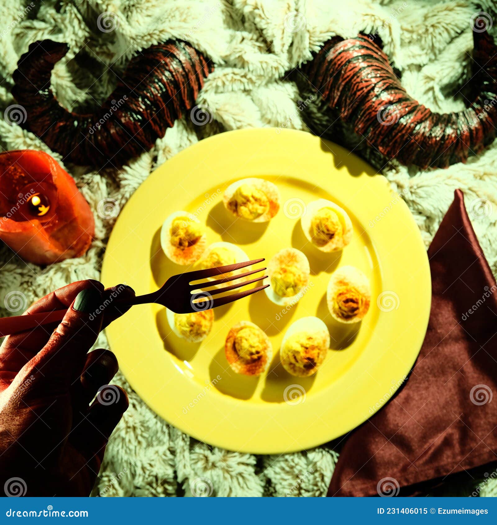 Satan Deviled Eggs stock image. Image of deviled, demonic - 231406015