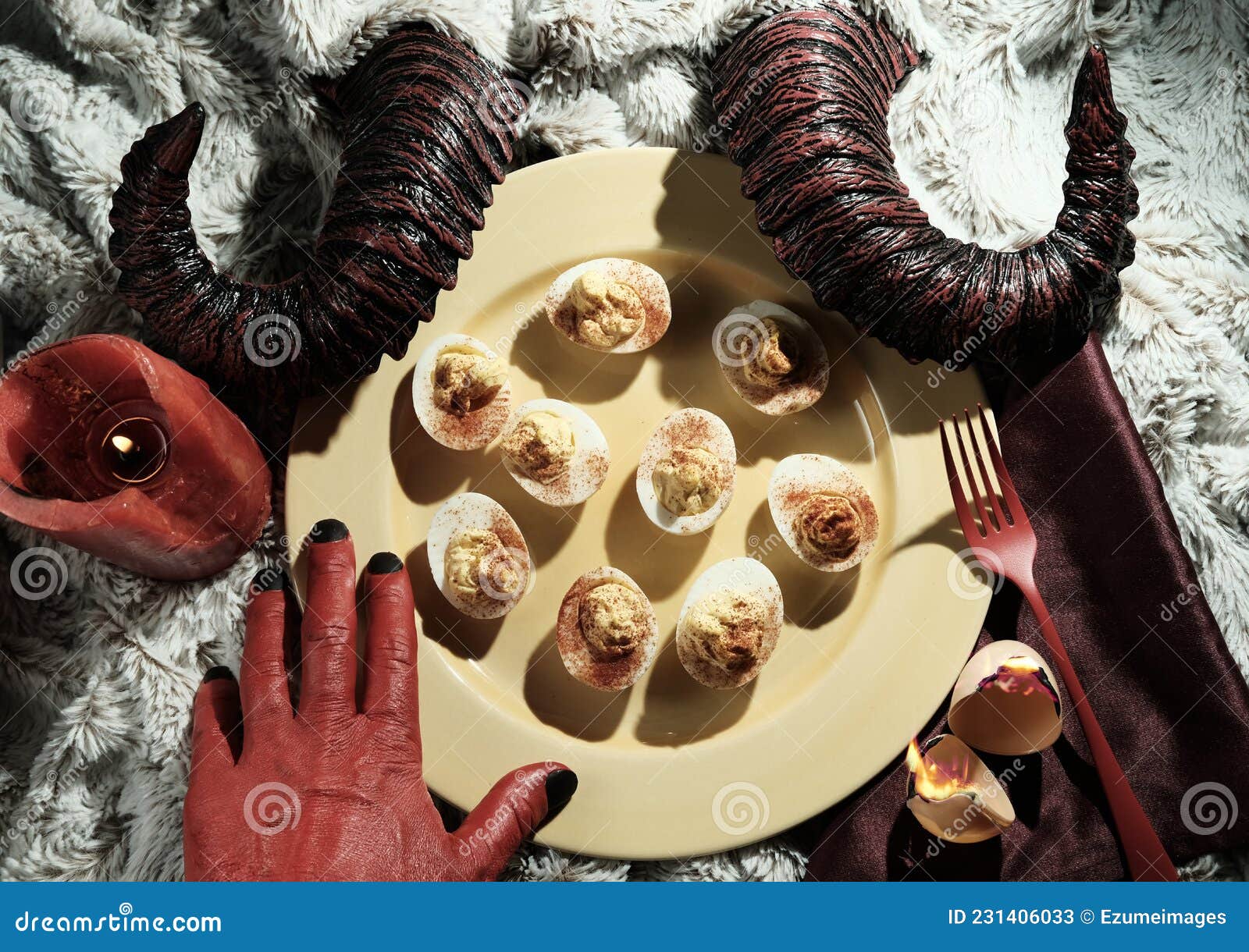 Satan Deviled Eggs stock image. Image of concept, cold - 231406033