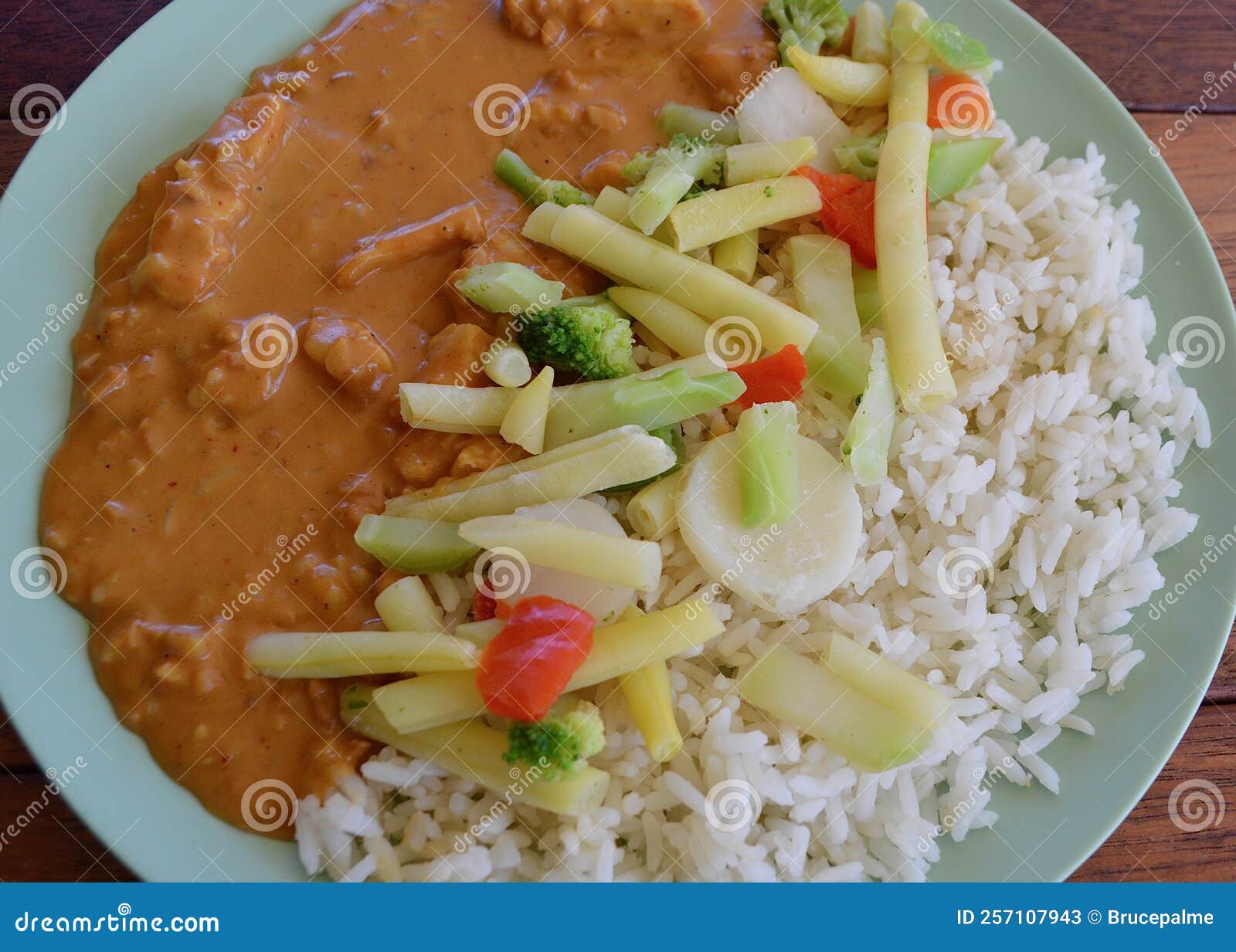Satay Chicken with Vegetables and Rice Stock Image - Image of cuisine ...