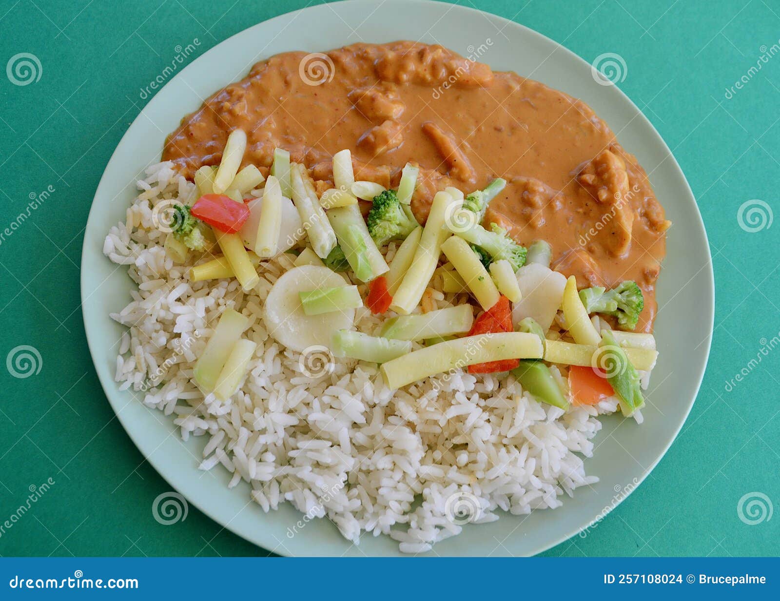 Satay Chicken with Vegetables and Rice Stock Photo - Image of chicken ...