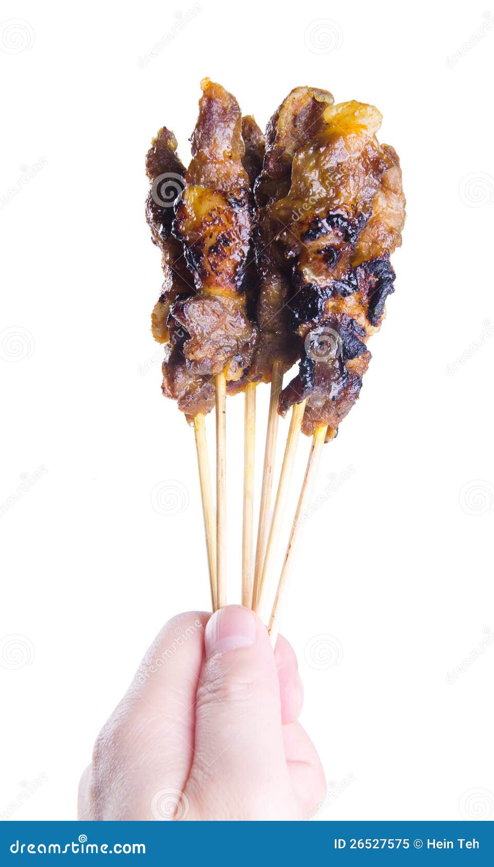 Satay. Hand Holding Sticks of a Barbecue Satay Stock Image - Image of ...