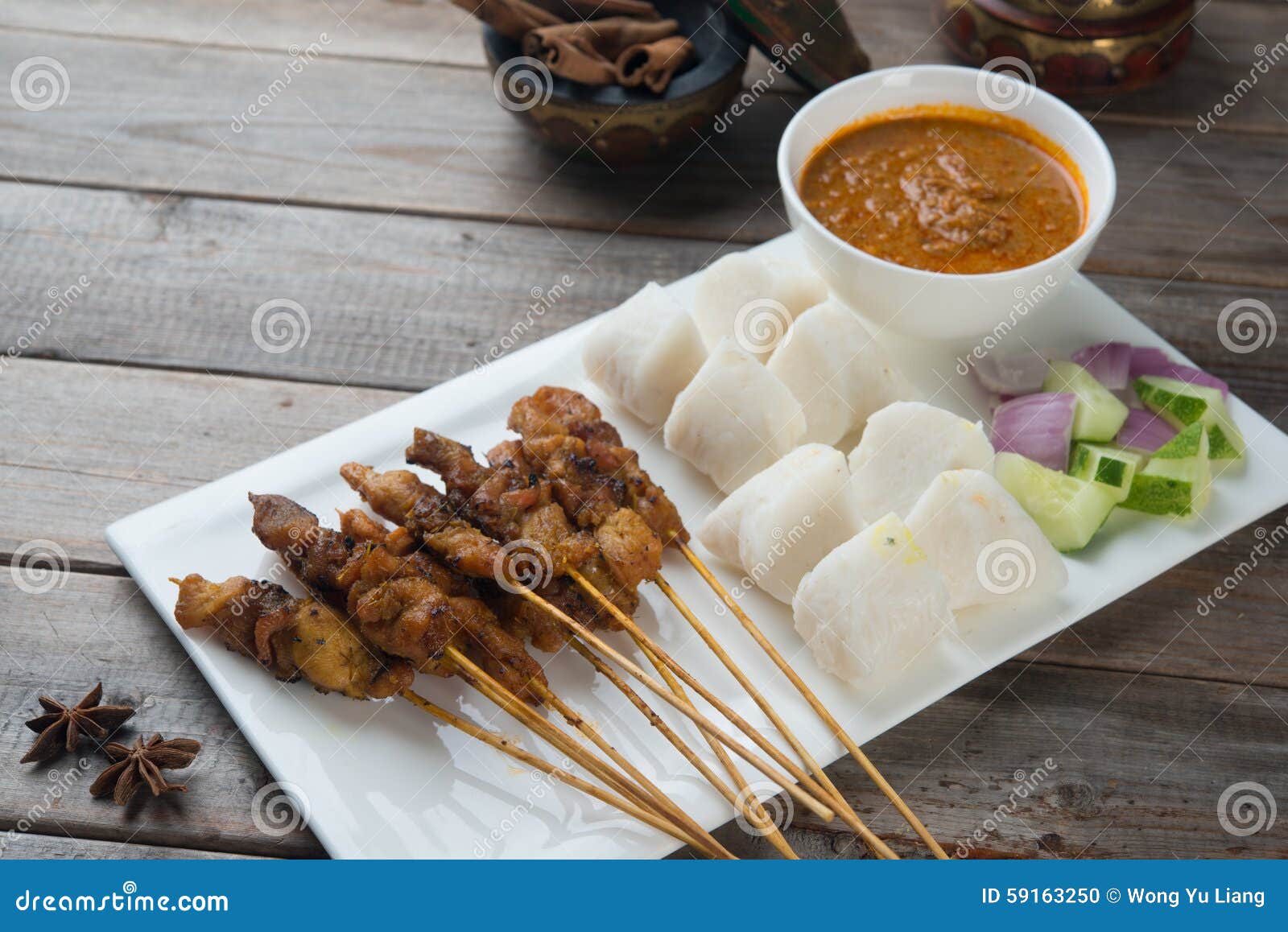 Satay in malaysia stock photo. Image of meat, dipping - 59163250
